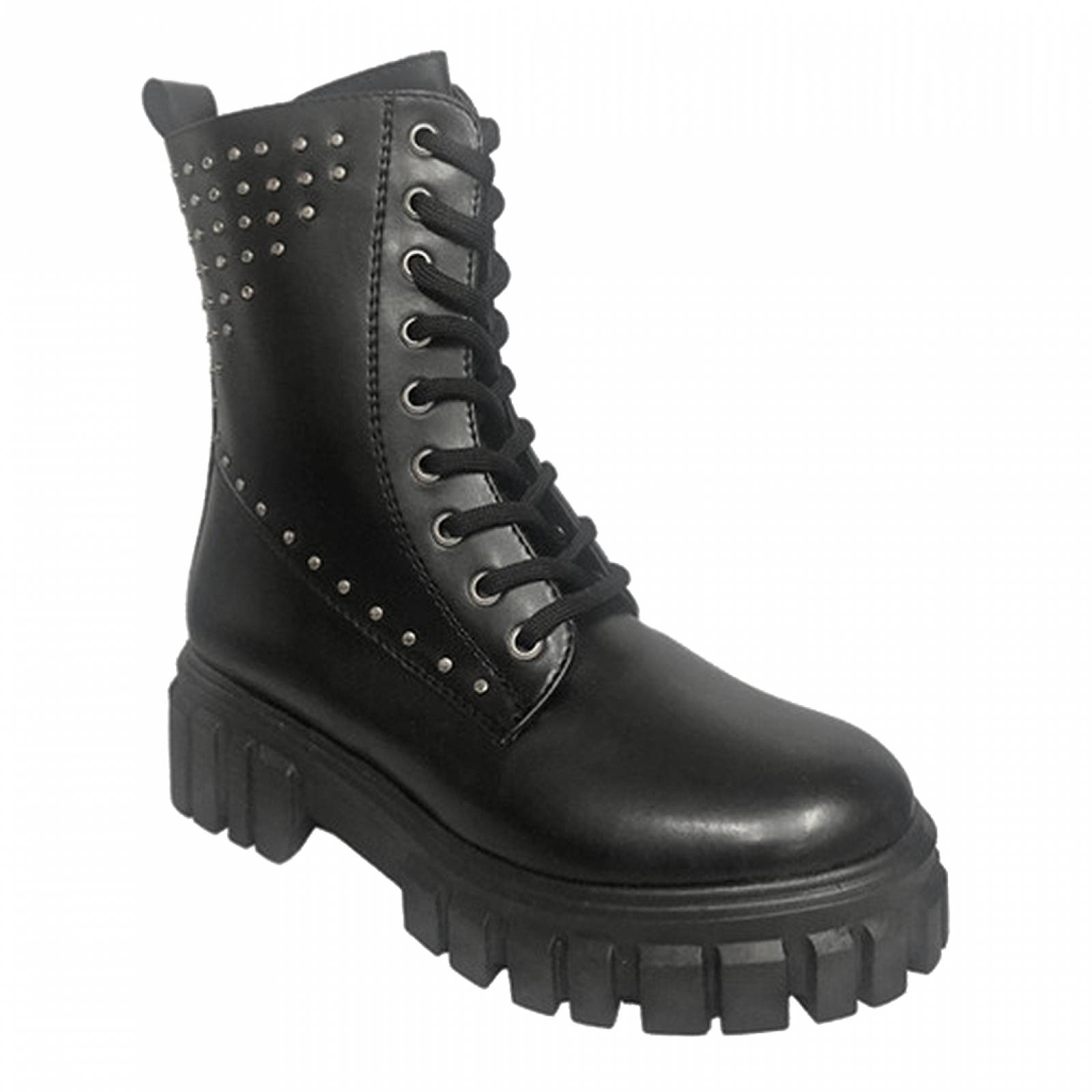 Botas Militar Rocker Combat Moderna Con Estoperoles Lituania Negro