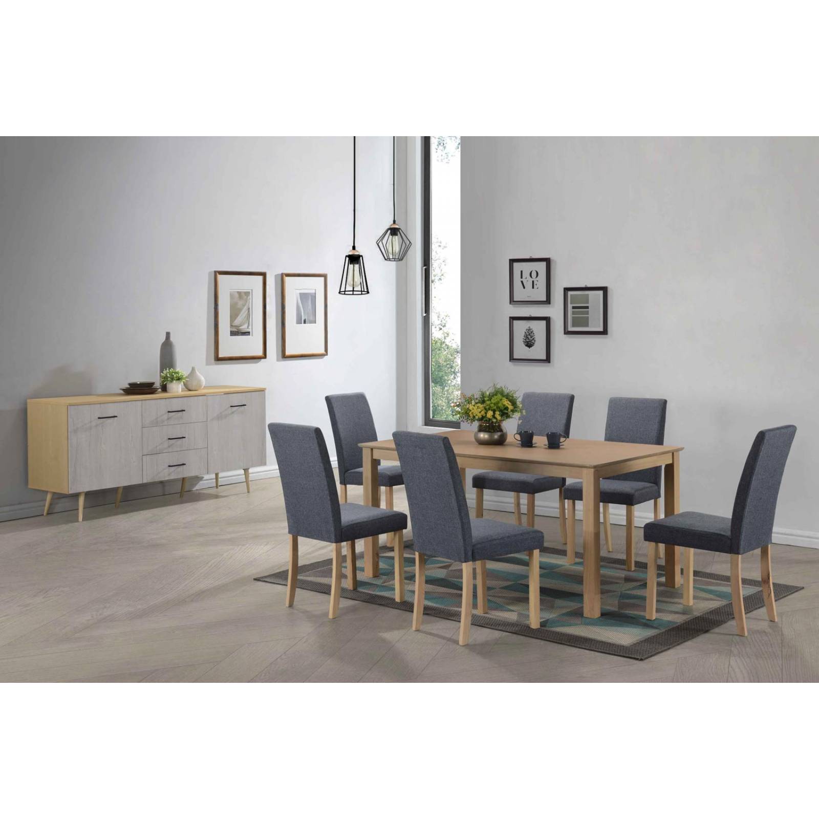 Comedor Minimalista de Madera con 6 Sillas Ada