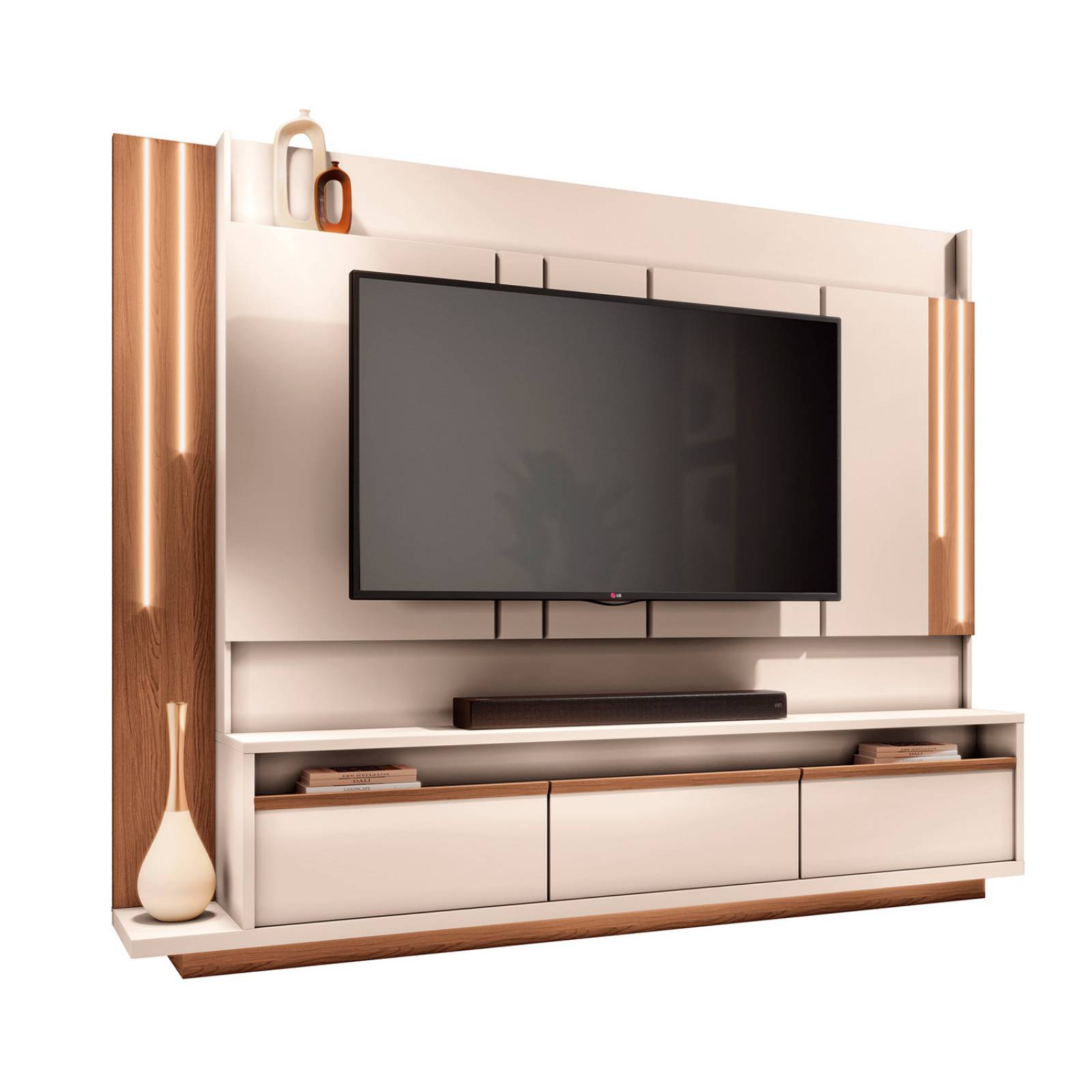 Centro de Entretenimiento Bossa Montane Off White/Natural