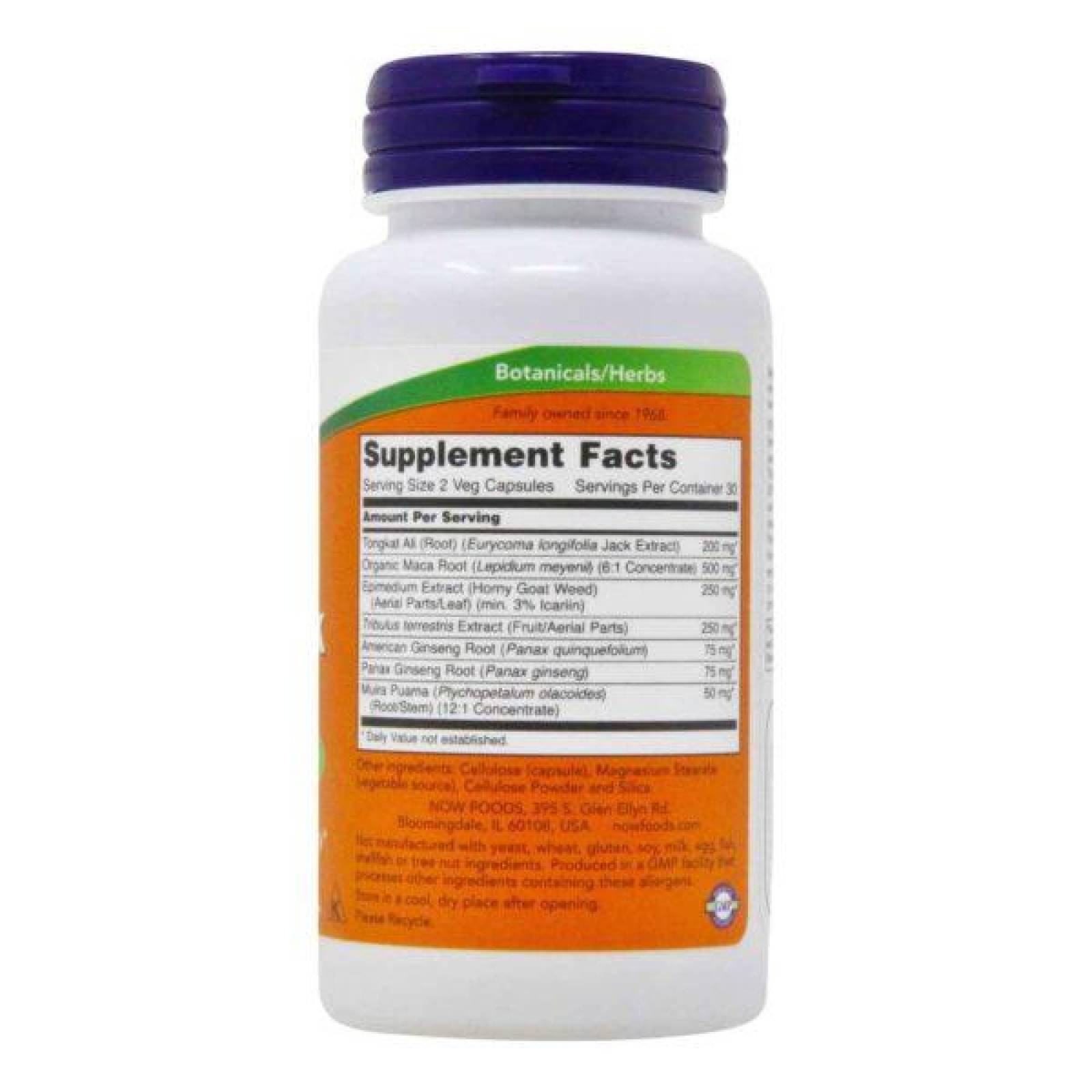 Precursor de testosterona Now Testojack 200 60 cápsulas