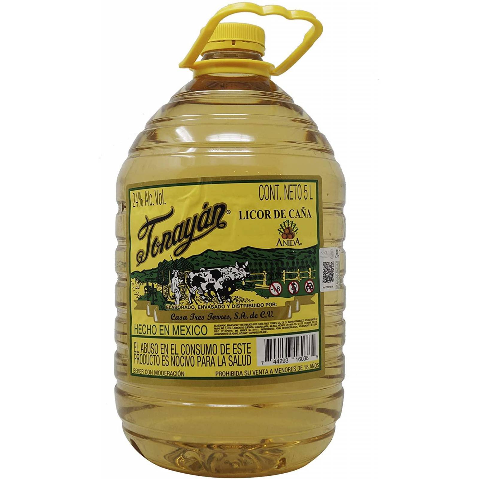 Pack de 12 Licor De Caña Tonayan Pet Blanco Y Amarillo 5 L