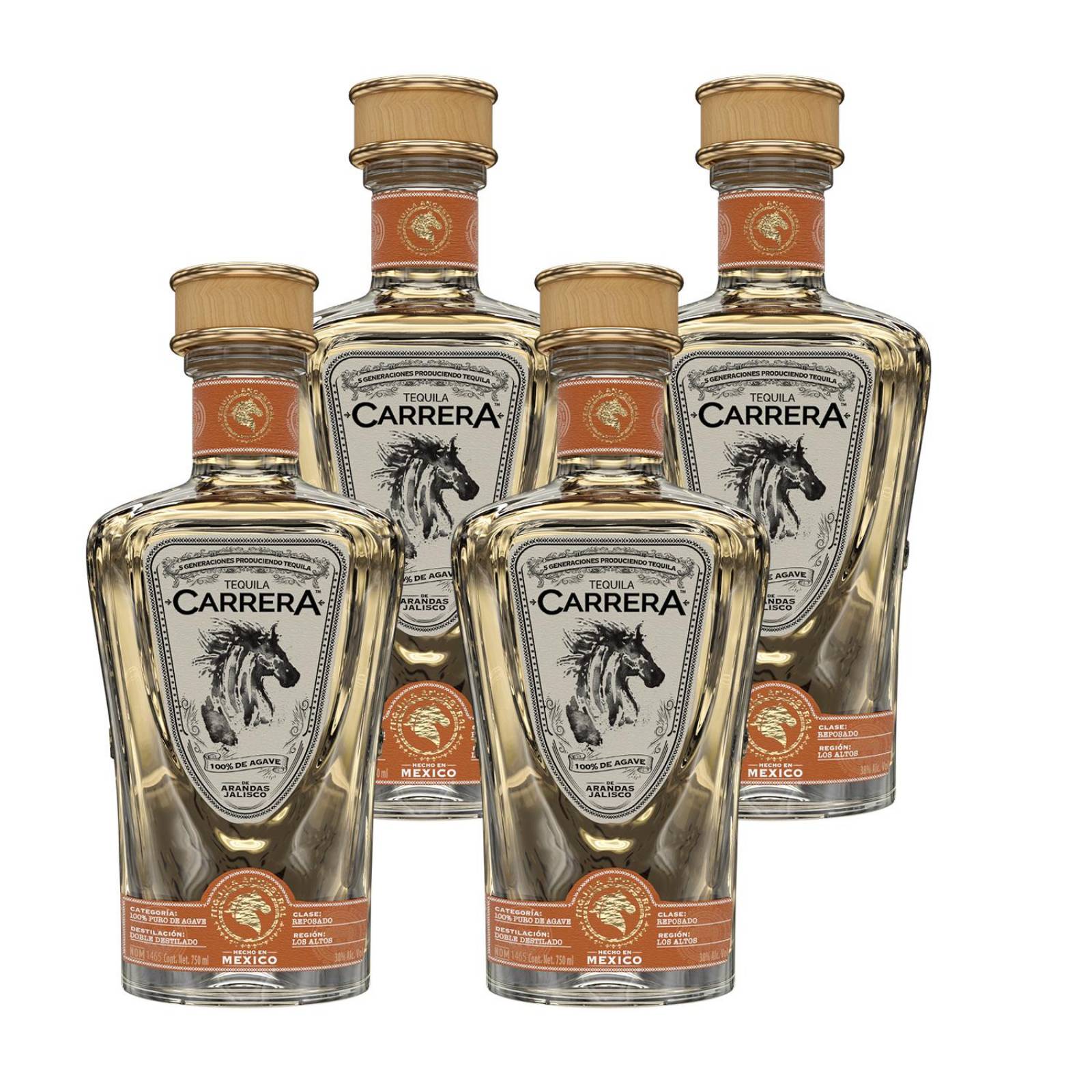 Pack de 4 Tequila Carrera Reposado 750 ml