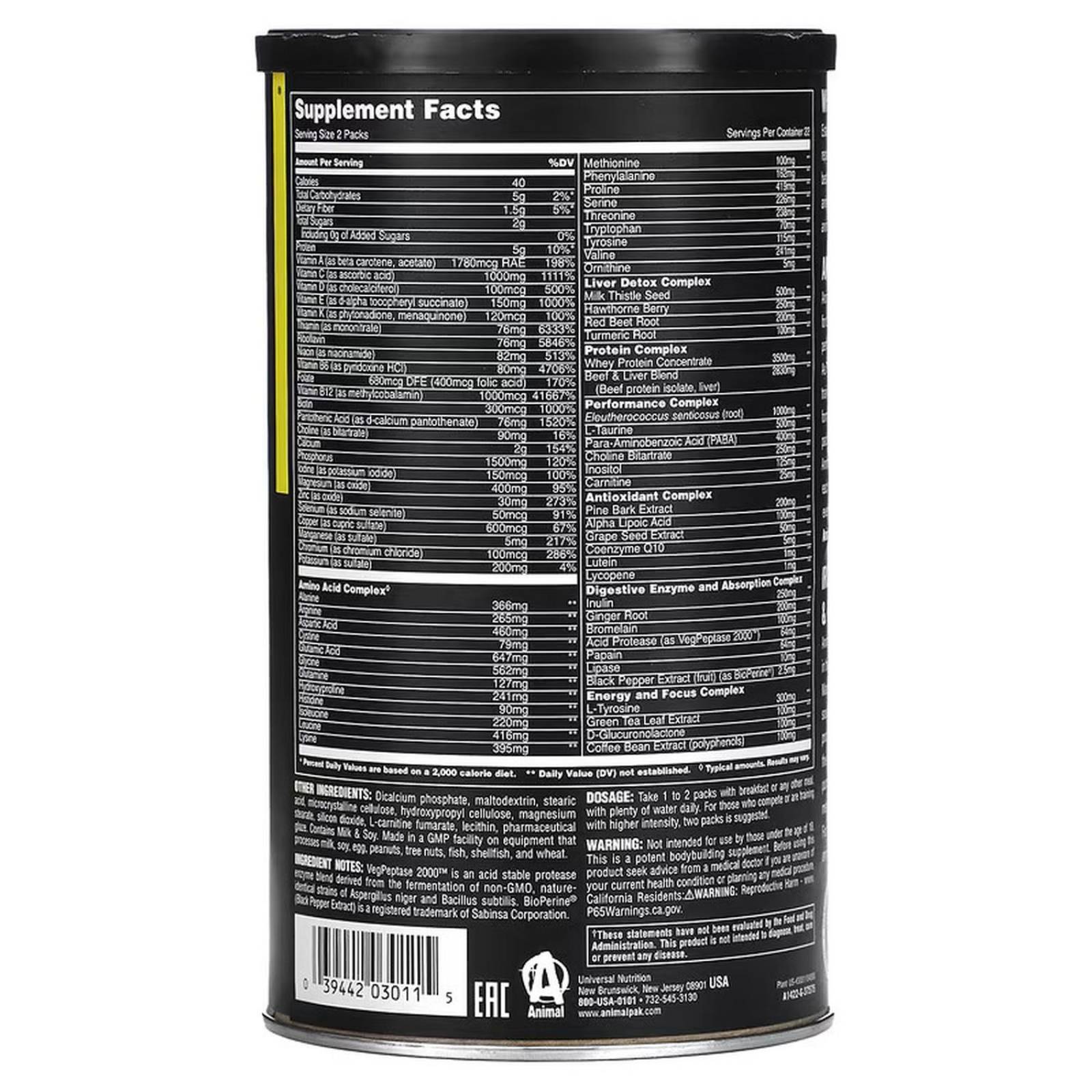 Multivitaminico Universal Nutrition Animal Pak 44 Packs
