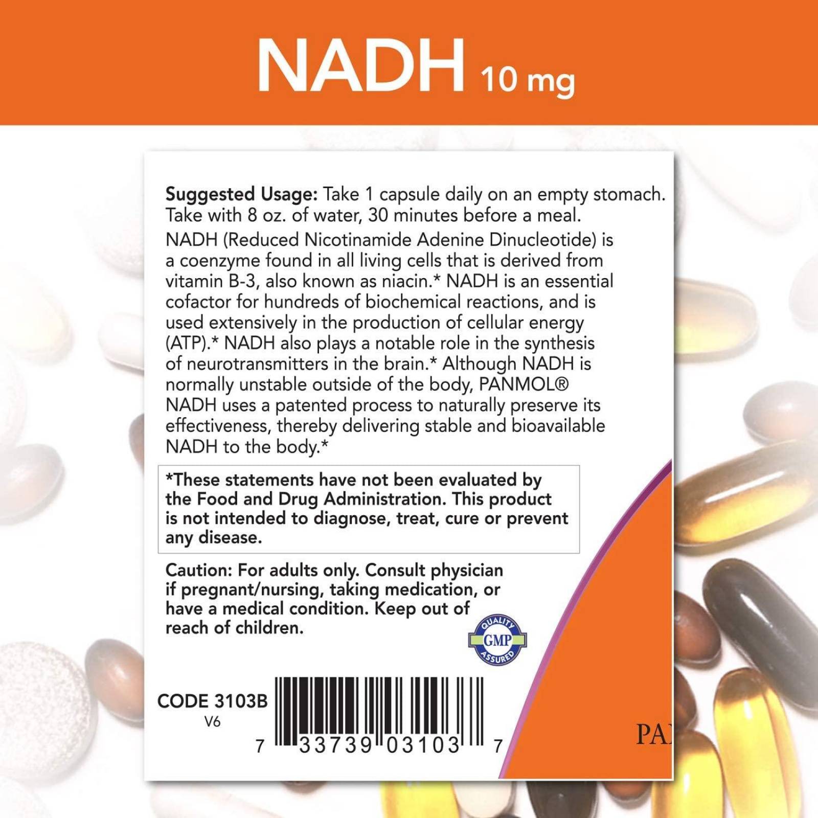 Nicotamida Adenina Dinuclético Now Nadh 10 mg 60 Cápsulas