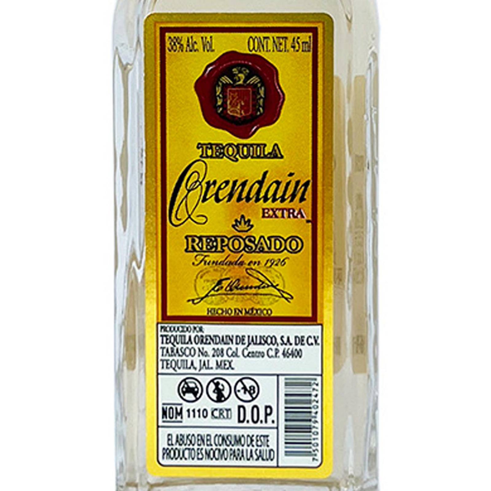 Pack de 12 Tequila Orendain Extra Reposado Mini 45 ml