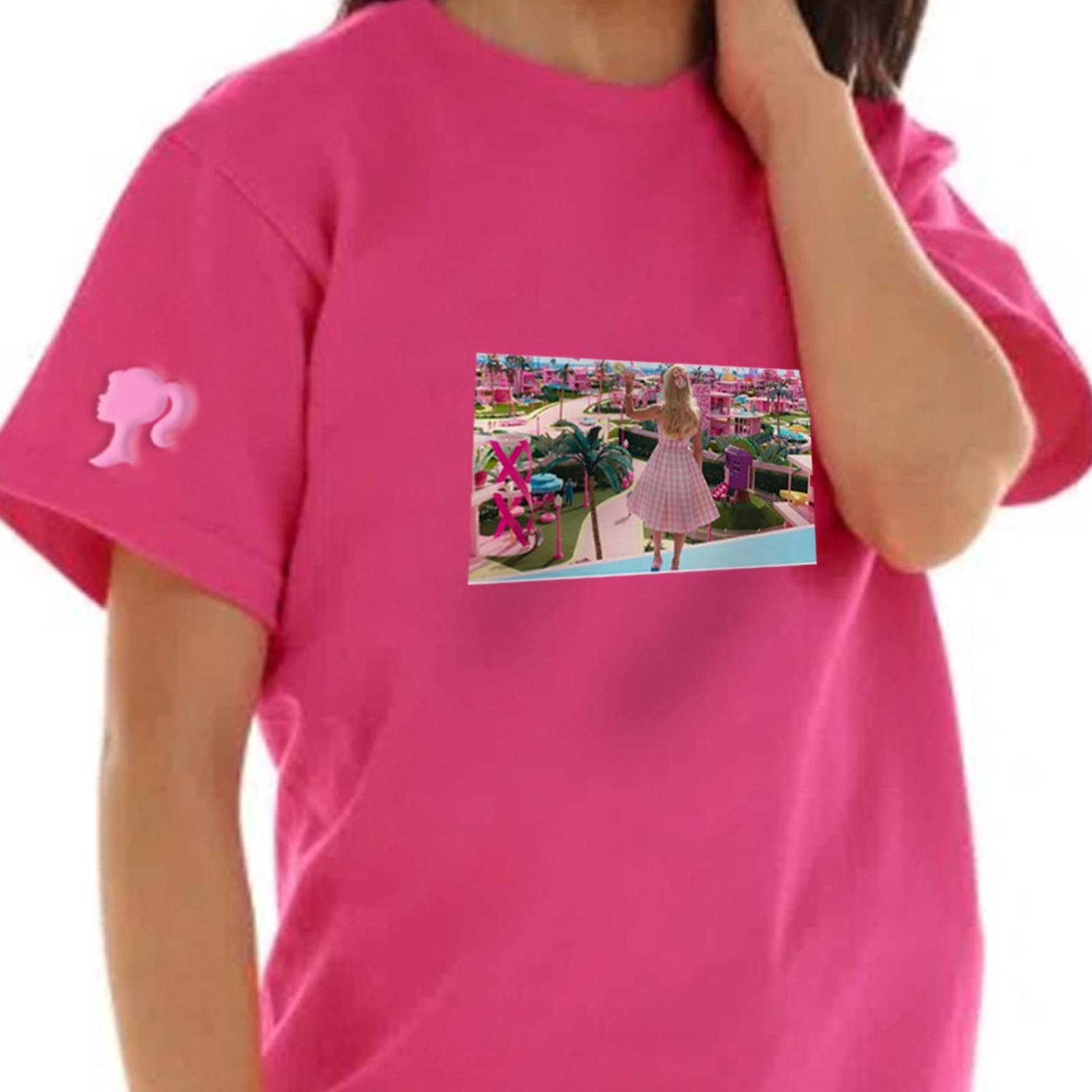 Playera Barbie Barbieland con diseño en 3D Rosa para niña