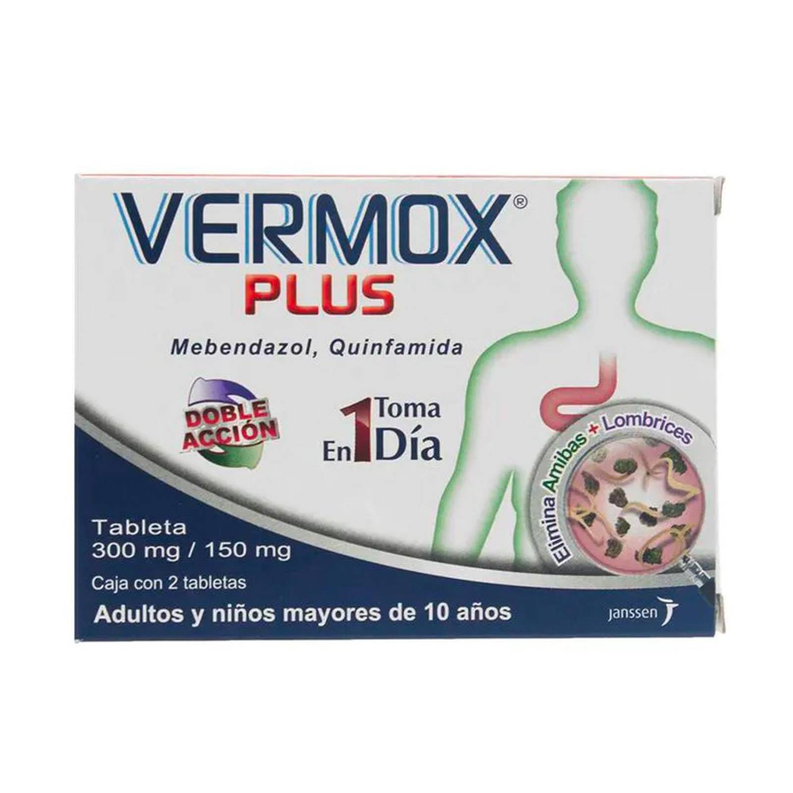 Desparasitante Vermox Plus Oral 2 Tabletas de 300 mg