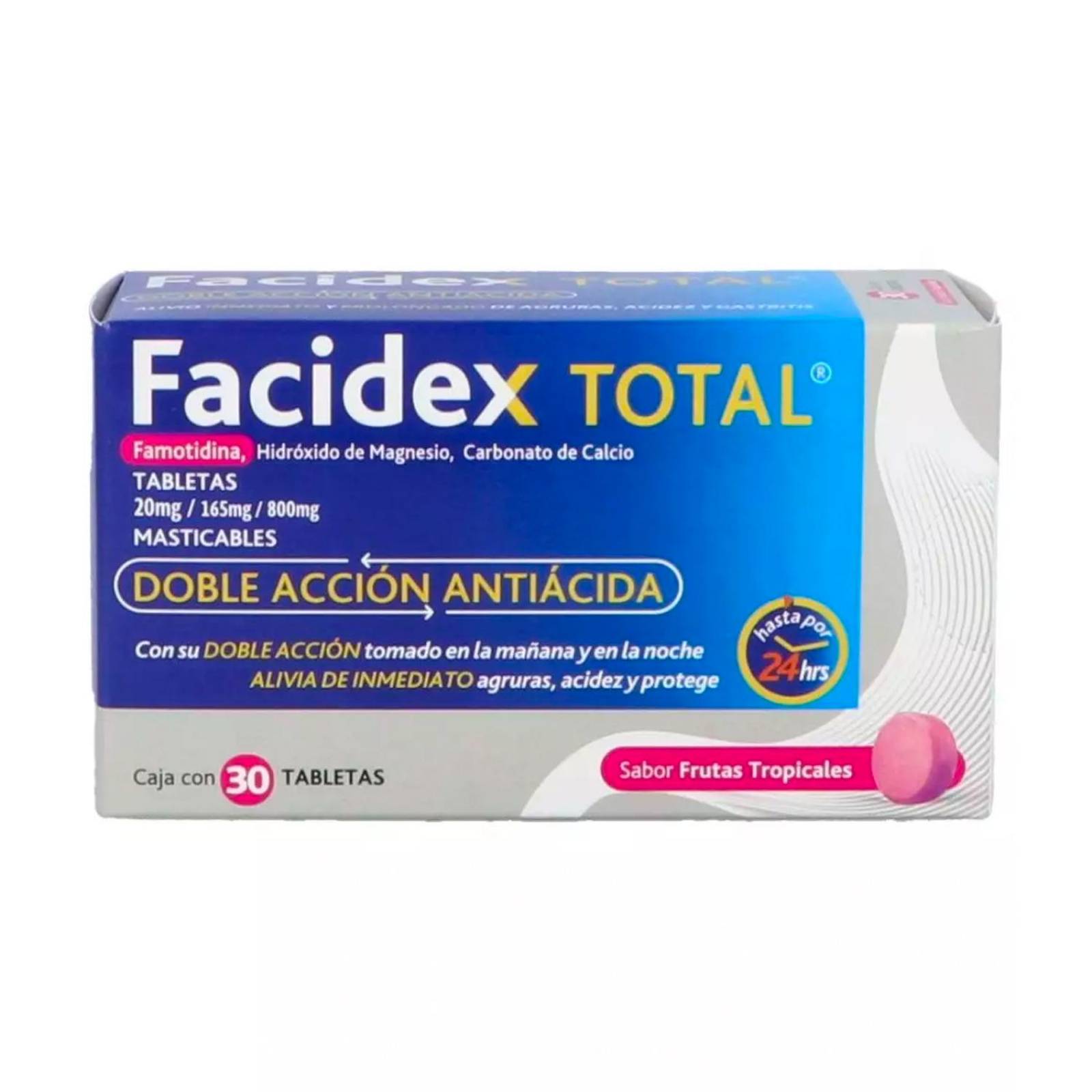 Tabletas Masticables Facidex Total Frutas Tropicales 30 pzs