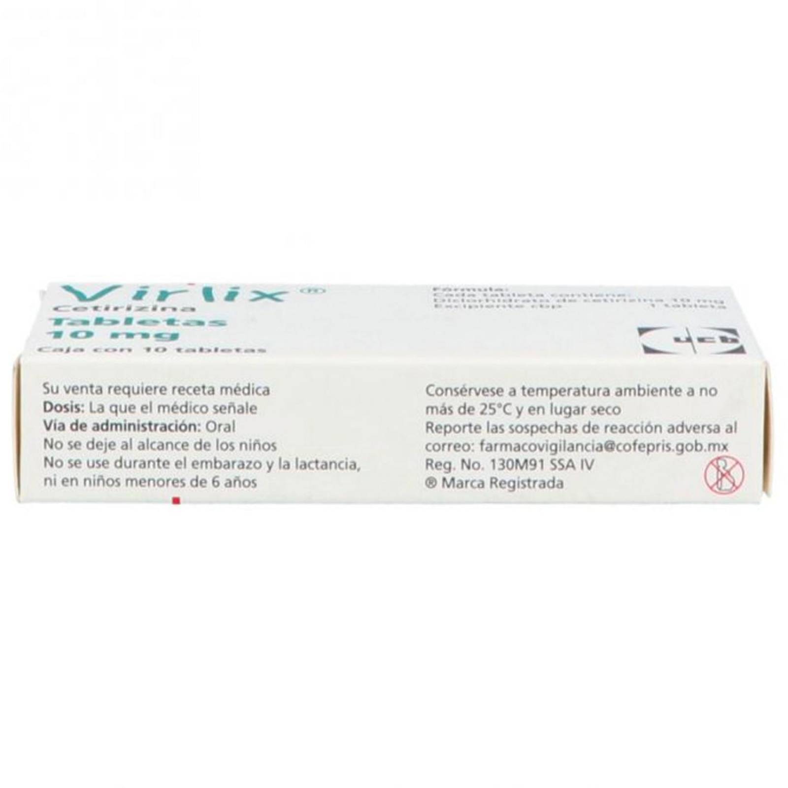 Antihistamínico Virlix 10 Mg 10 Tabletas