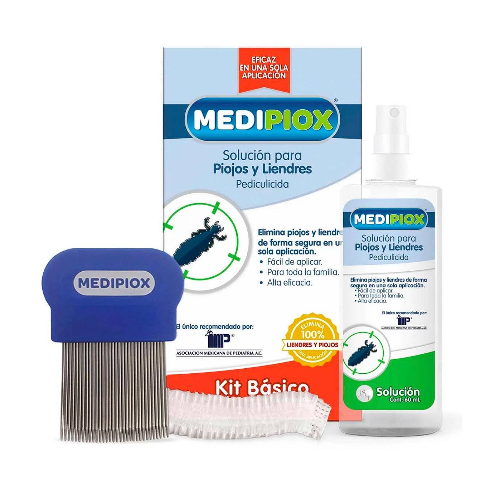 Kit Básico Medipiox Peine + Gorra + Solución 60 ml