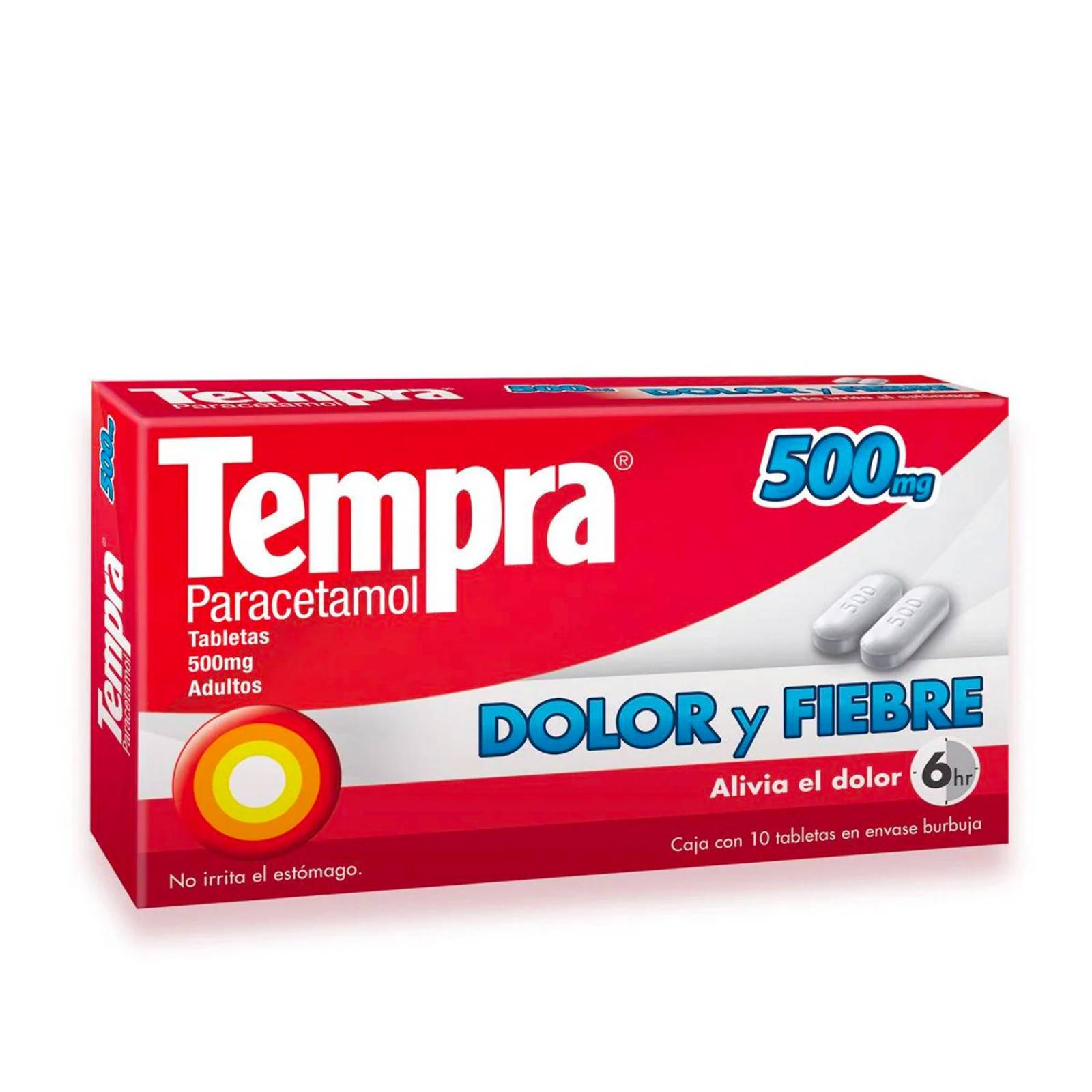 Medicamento Tempra 500 mg 10 Tabletas
