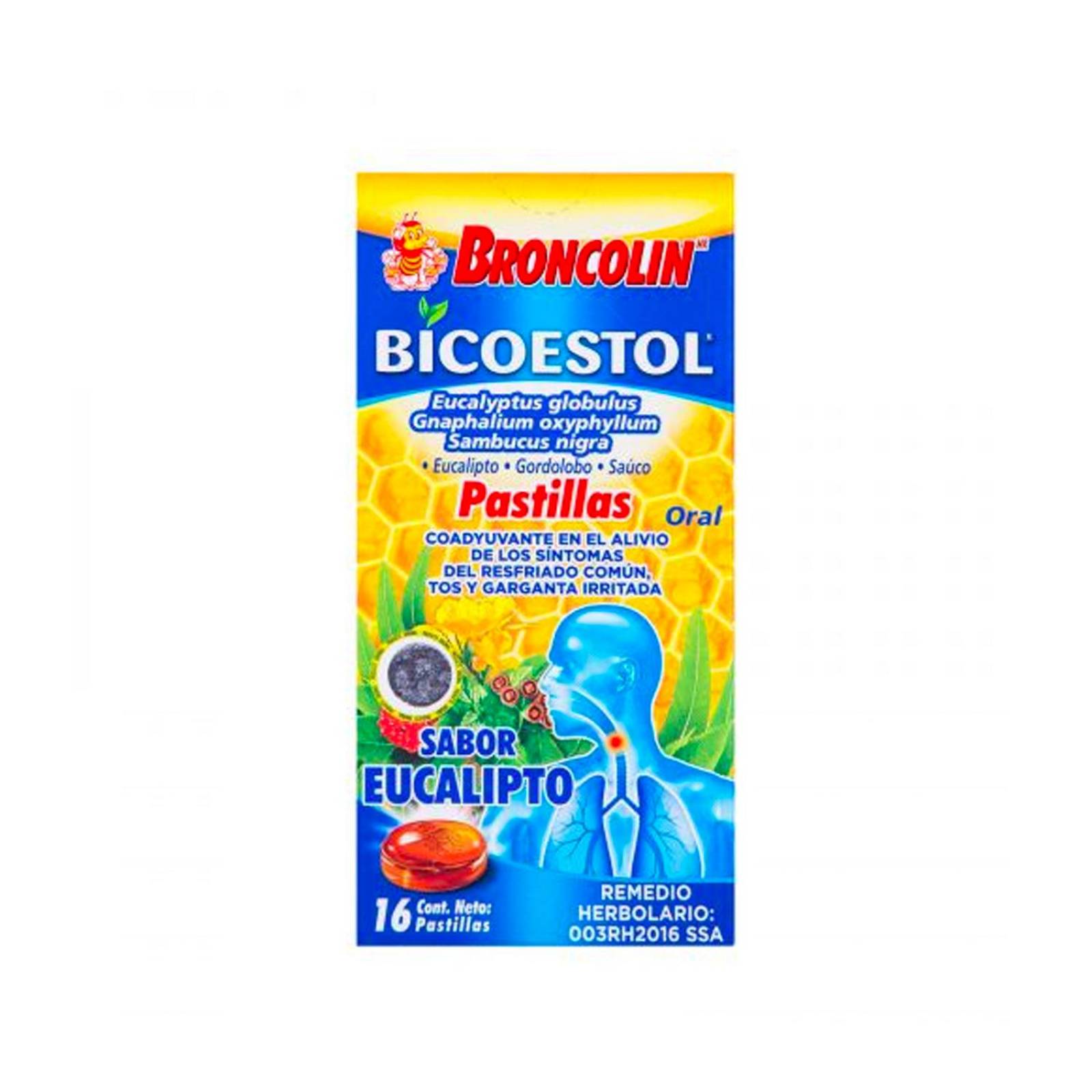 Pastillas Broncolin Bicoestol 16 piezas