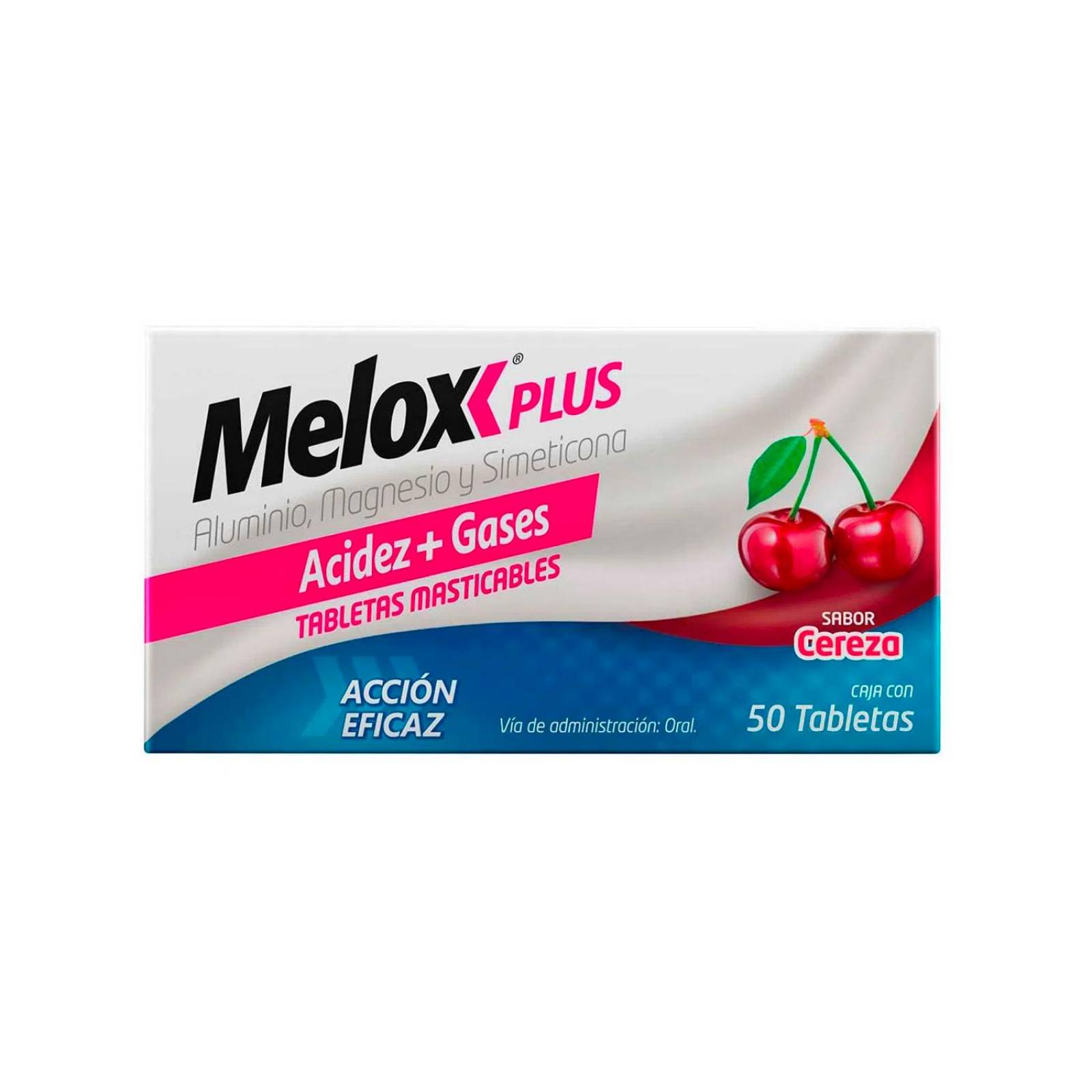 Tabletas Masticables Melox Plus Sabor Cereza 50 piezas