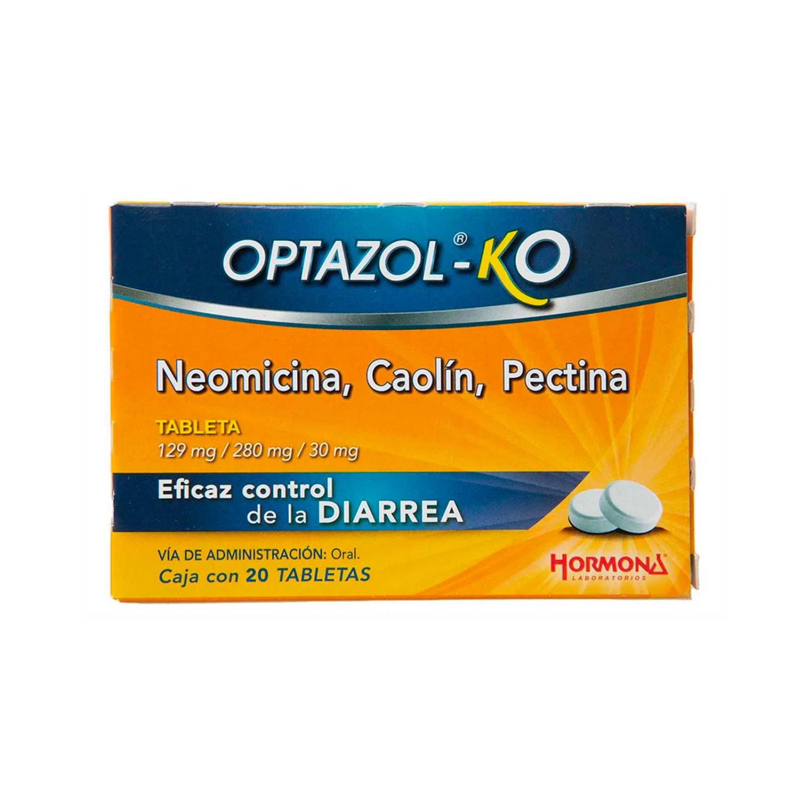 Antidiarréico Optazol-KO 20 tabletas