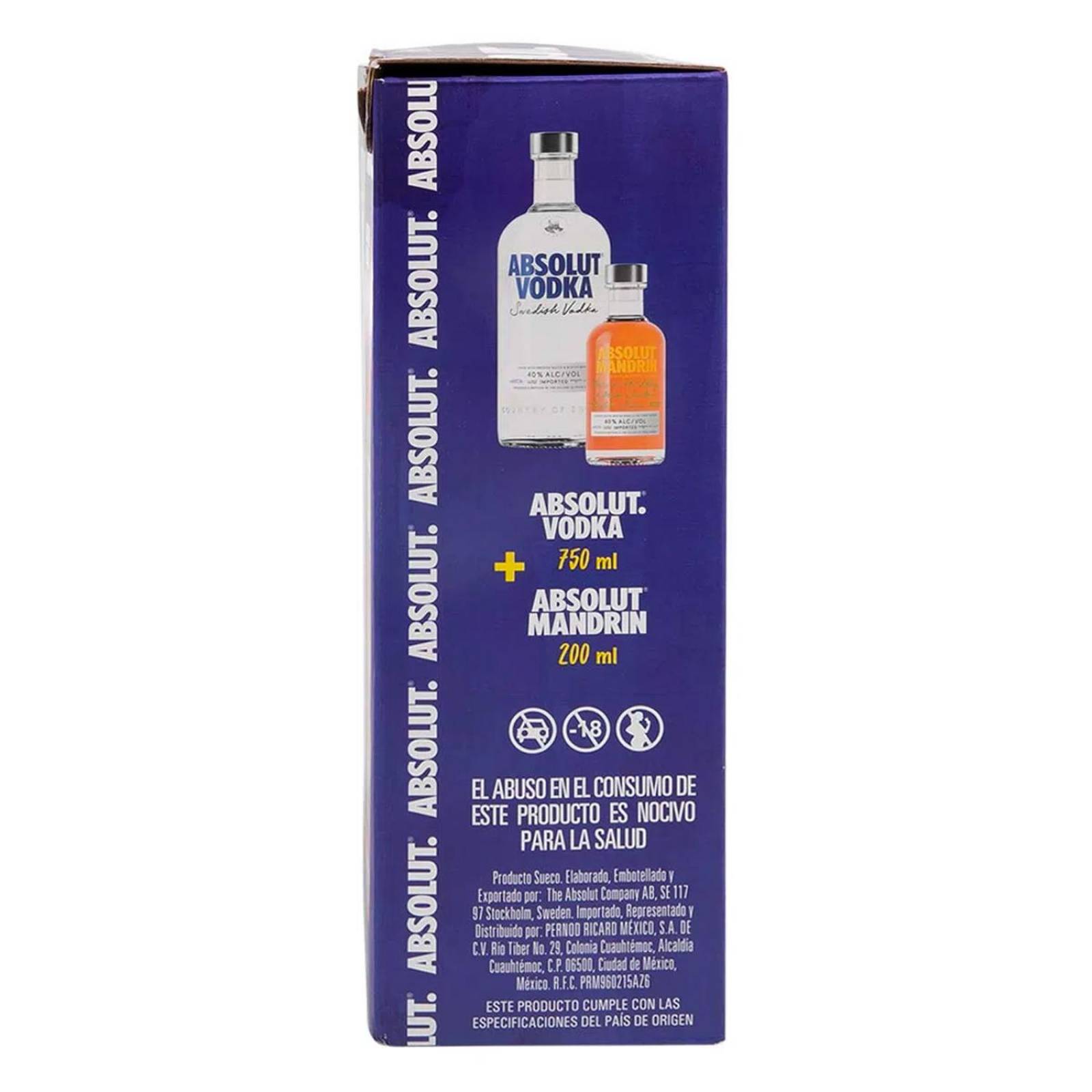 Vodka Absolut Mandarin 750 ml + Blue 375 ml