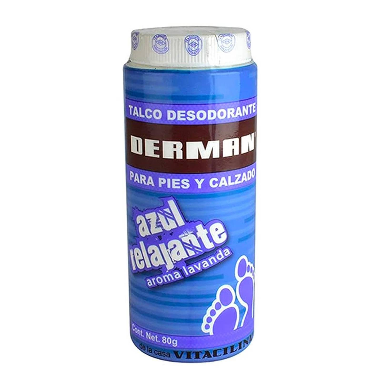 Talco Desodorante Derman para Pies Azul 80 gr