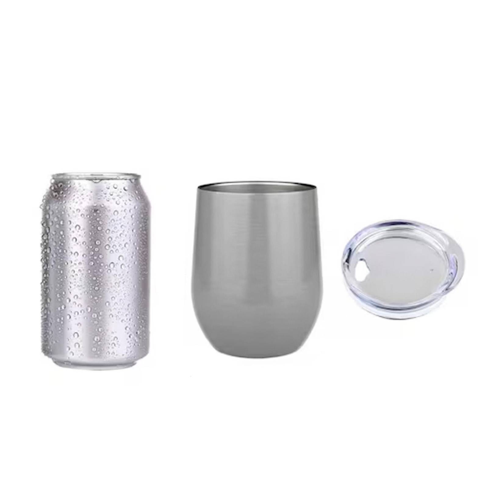 Termo Acero Inoxidable 12 oz Plateado Liso