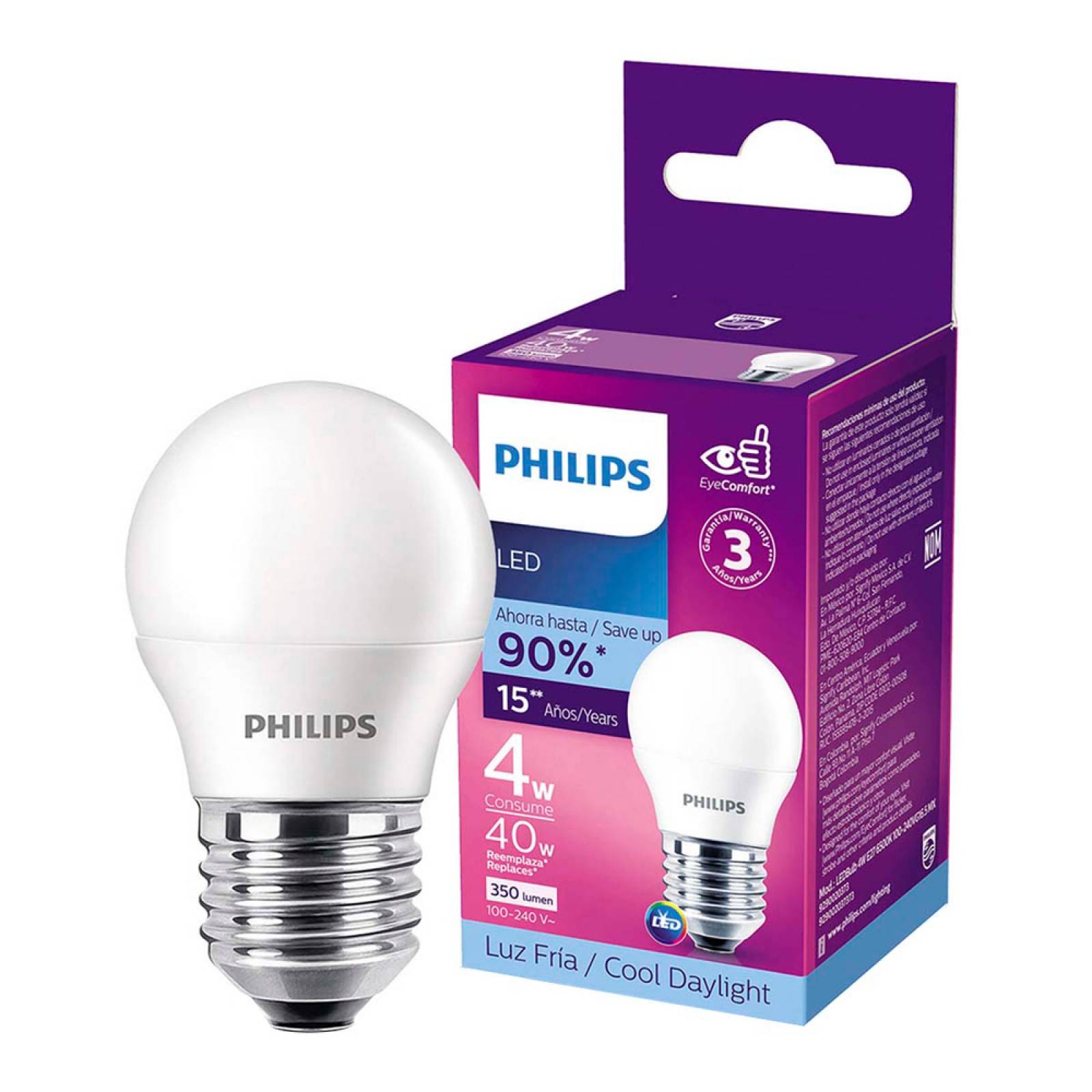 Foco led philips 4 w 350 lúmenes luz fría blanca