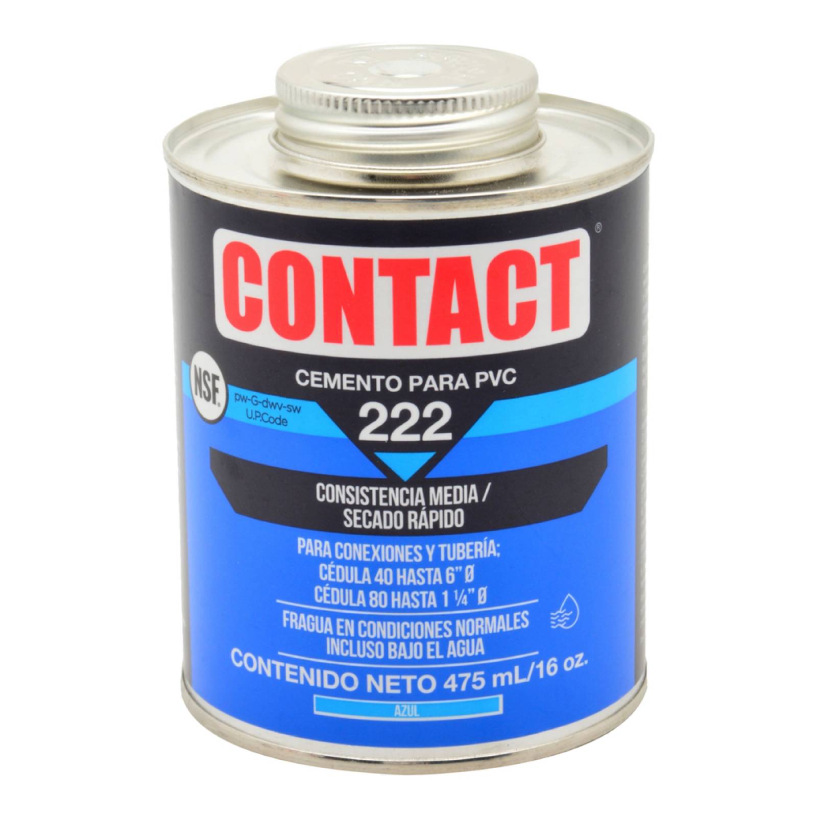 Cemento para pvc 475 ml azul contact