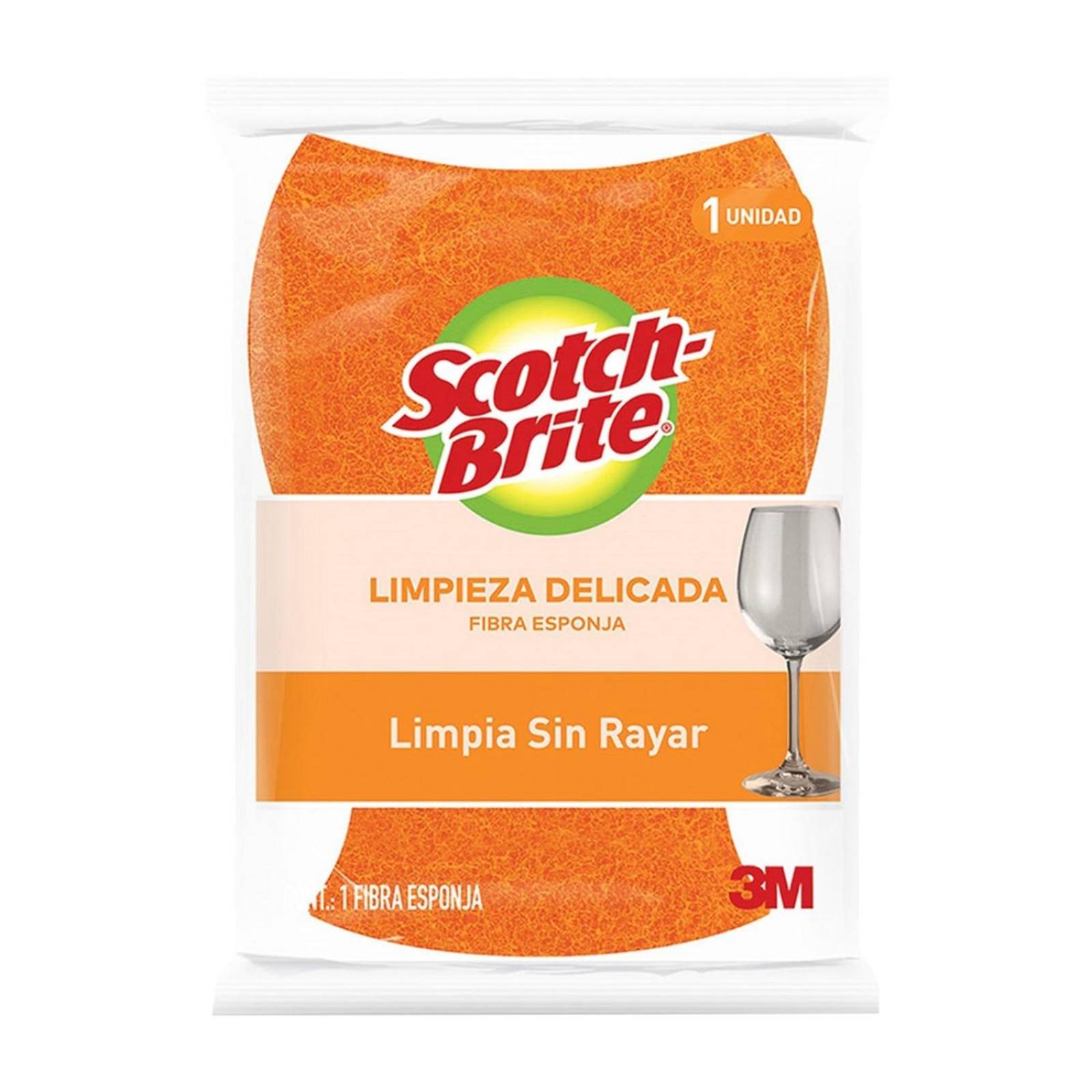 Fibra esponja cero rayas scotch-brite grande naranja 3m