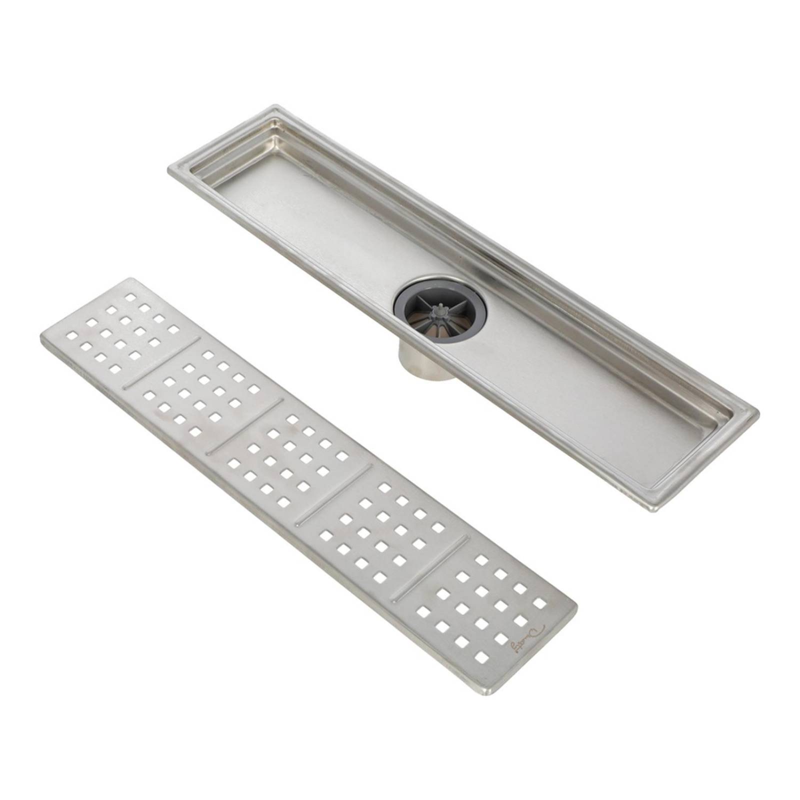 Resumidero rectangular de acero inoxidable 40 x 10 cm plata dinasty