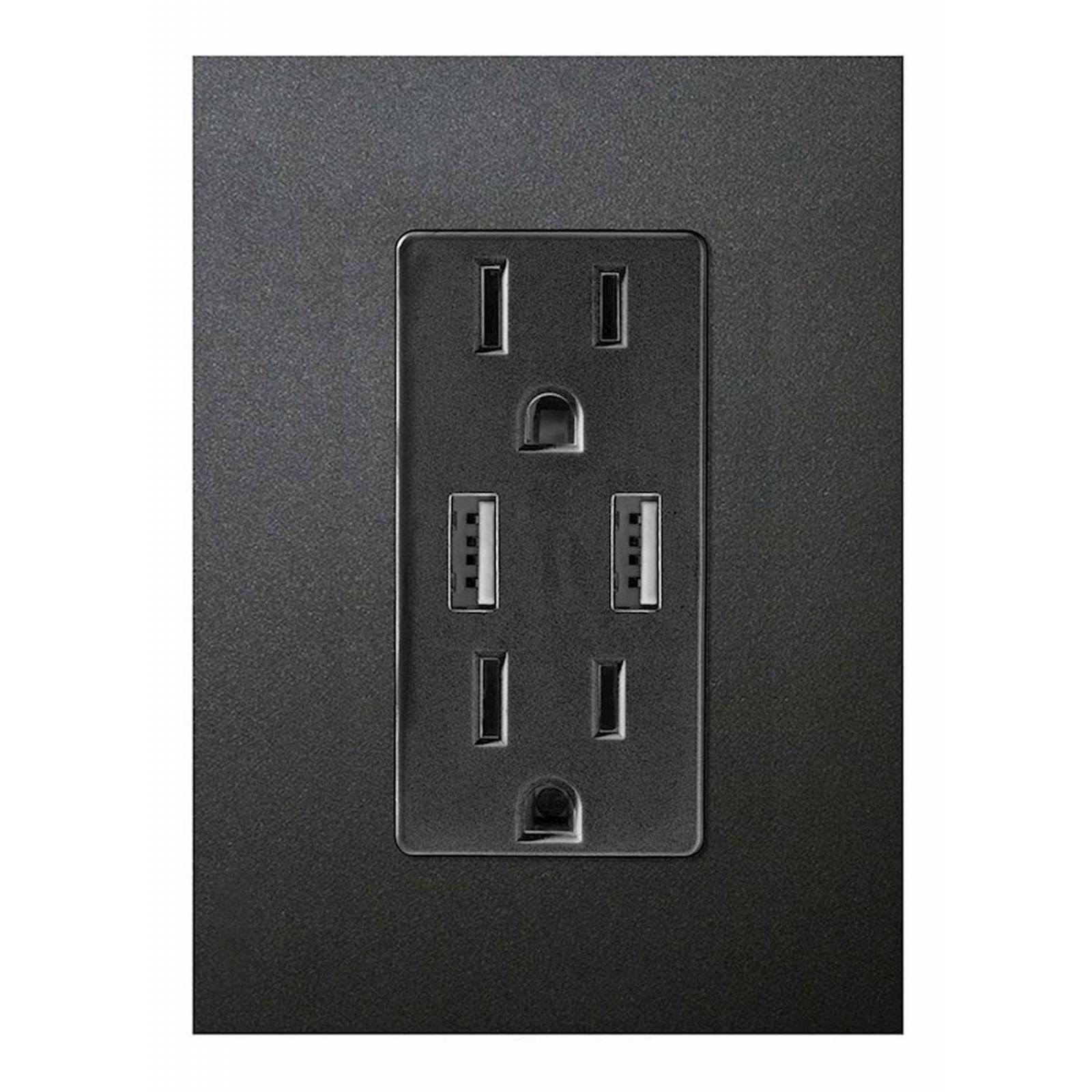 Contacto Duplex Con Cargador Usb Con Placa Antracita Zenit