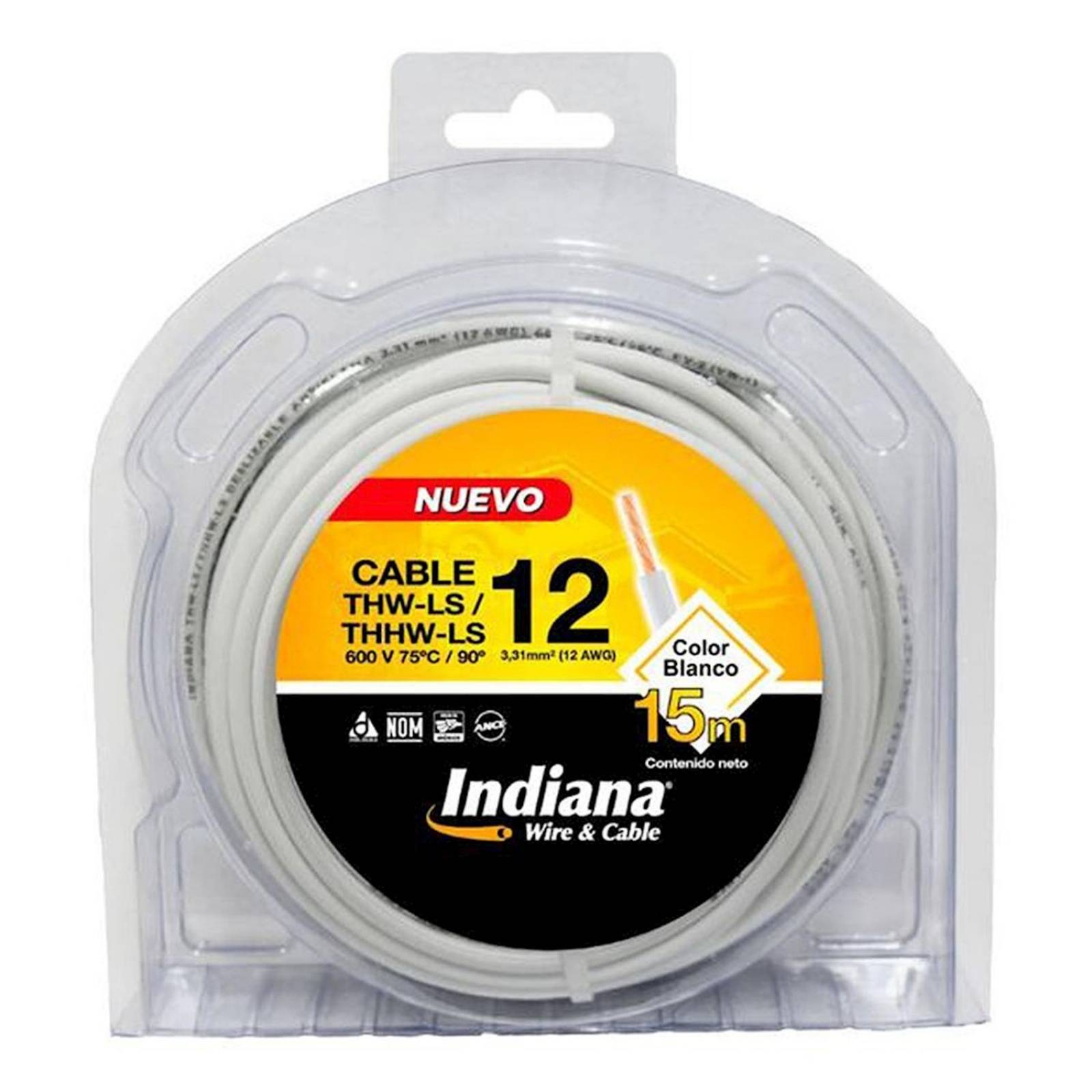 Cable thw-ls calibre 12 blanco rollo de 15 m indiana