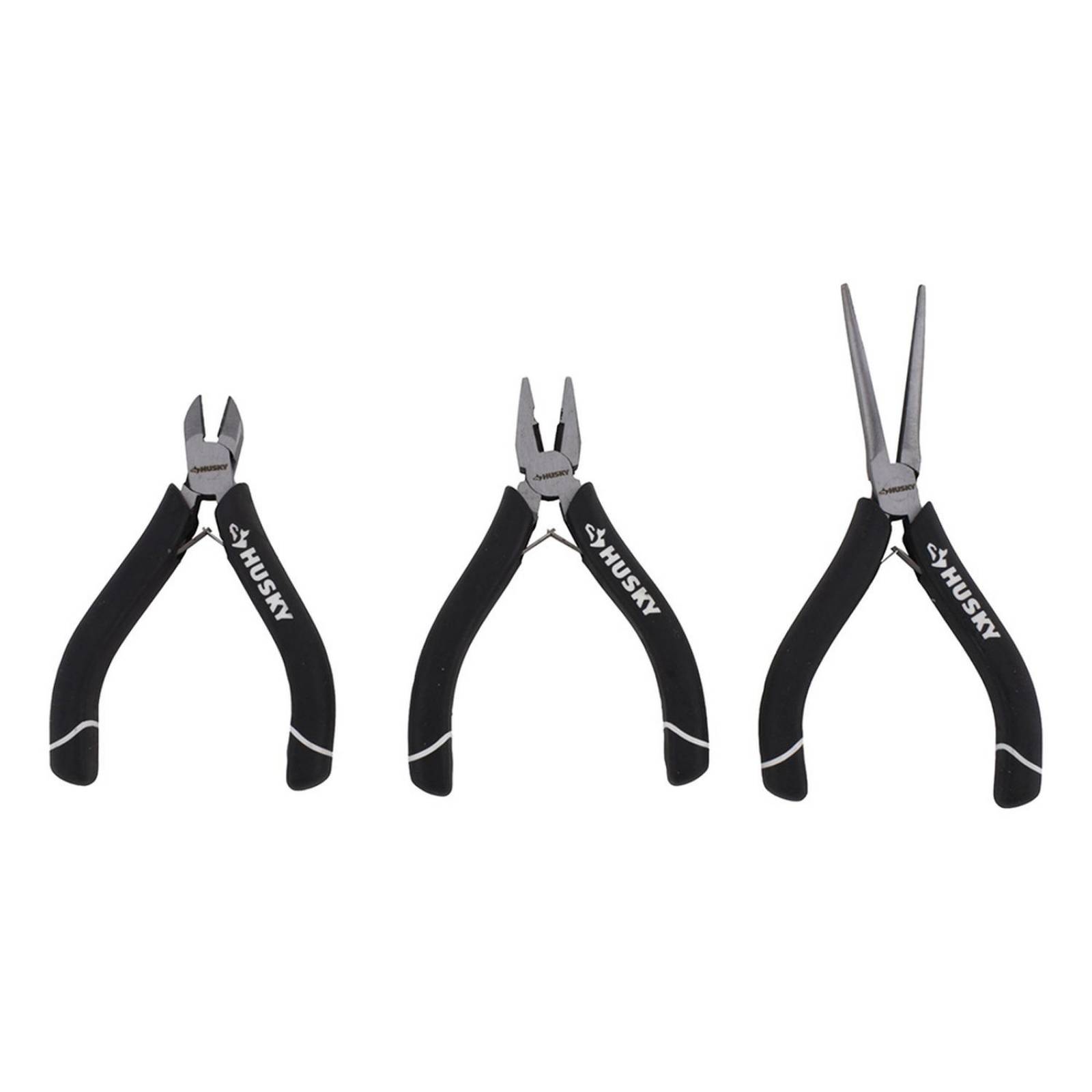 Juego de mini pinzas acero husky 3 piezas