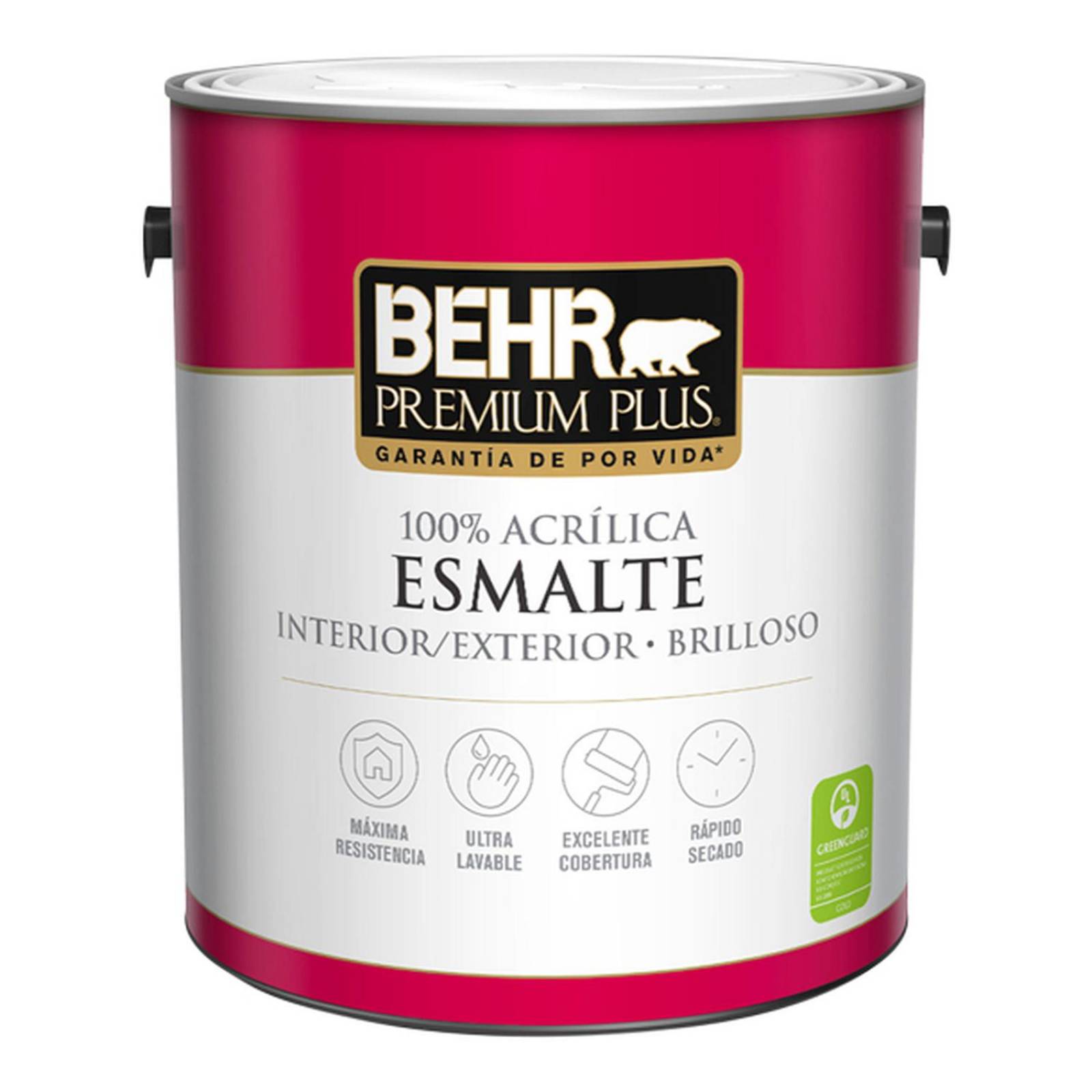 Esmalte behr premium plus brillante base blanco ultra puro 3.79 l