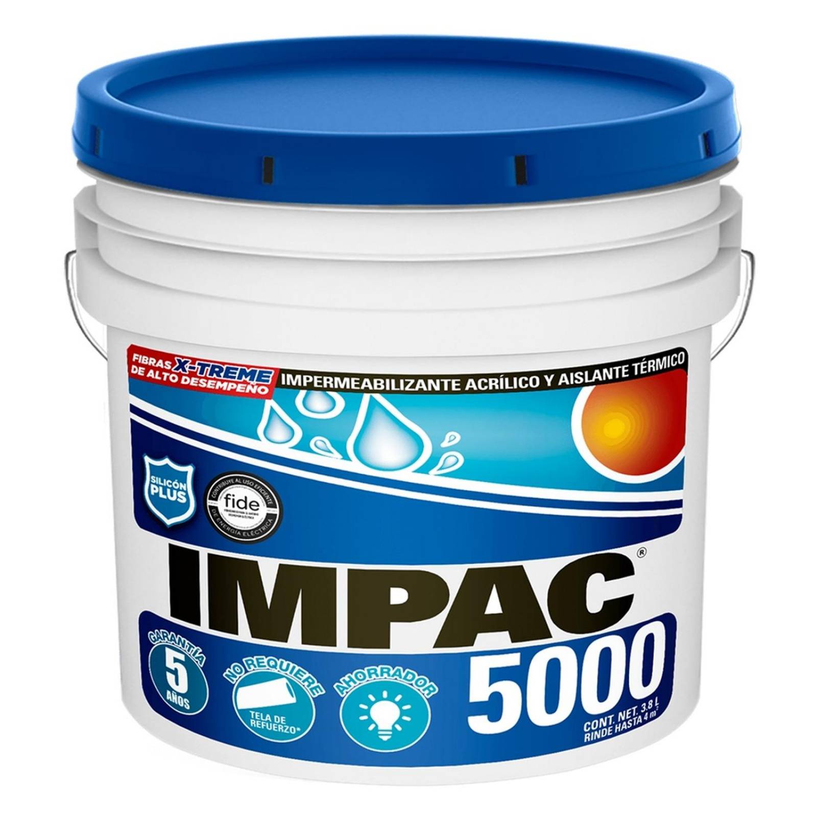 Impermeabilizante acrílico fibratado blanco 5 años impac 5000 3.8 l