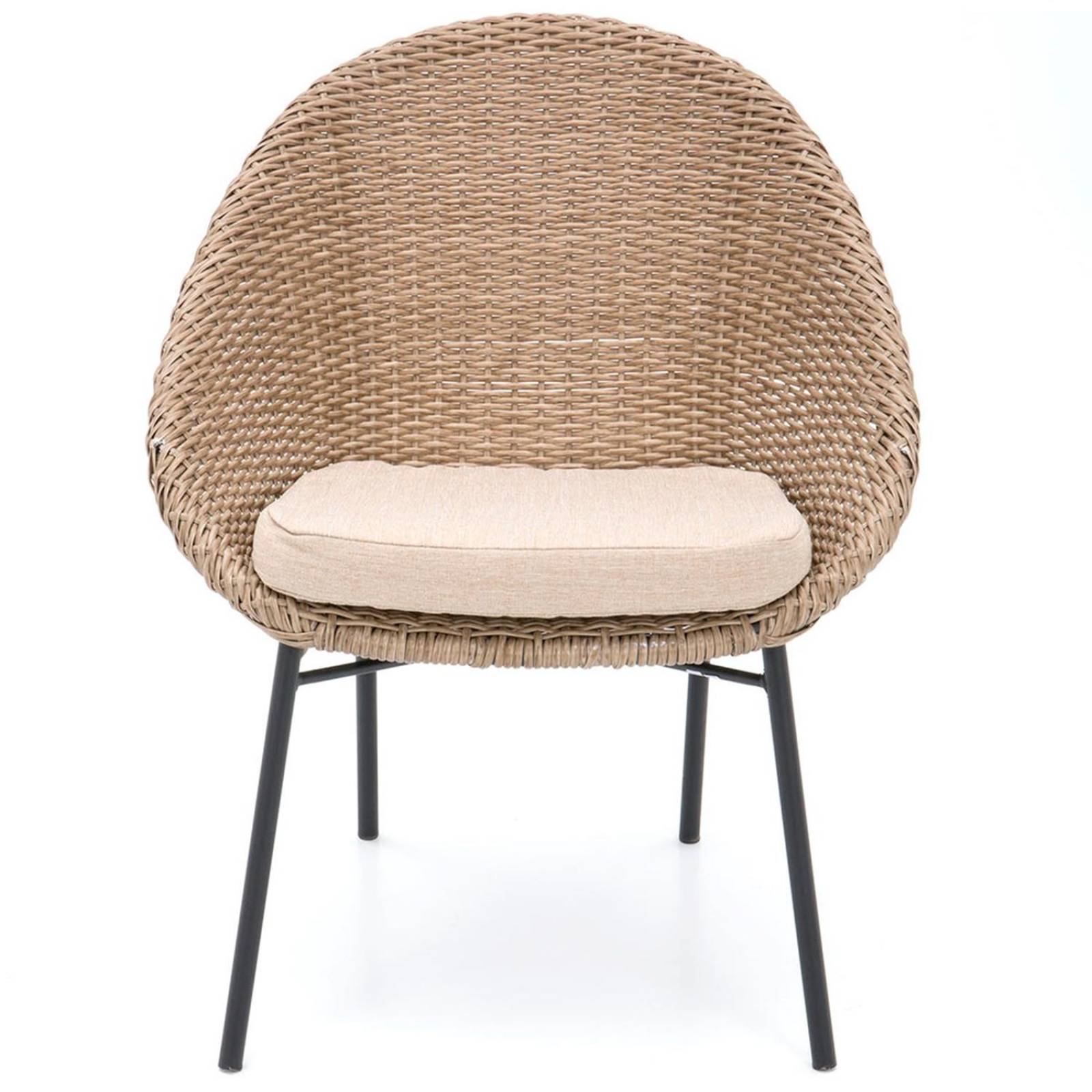 Silla fija apilable bucket beige resina de mimbre estructura de acero