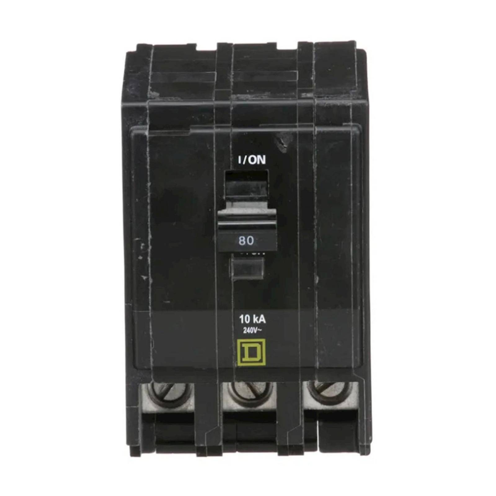 Interruptor termomagnético qo 3 polos 80 a 10ka 120/240 vca. Enchufable