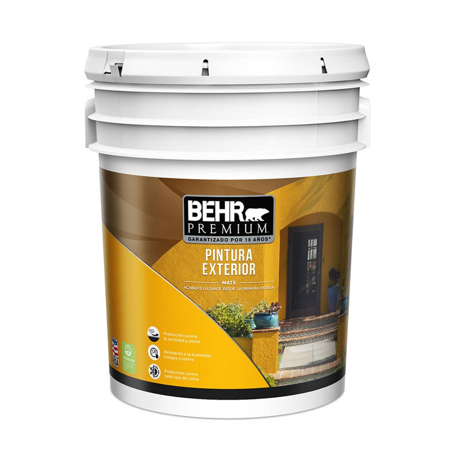 Pintura acrílica para exterior behr premium de 18.6 l mate base blanco