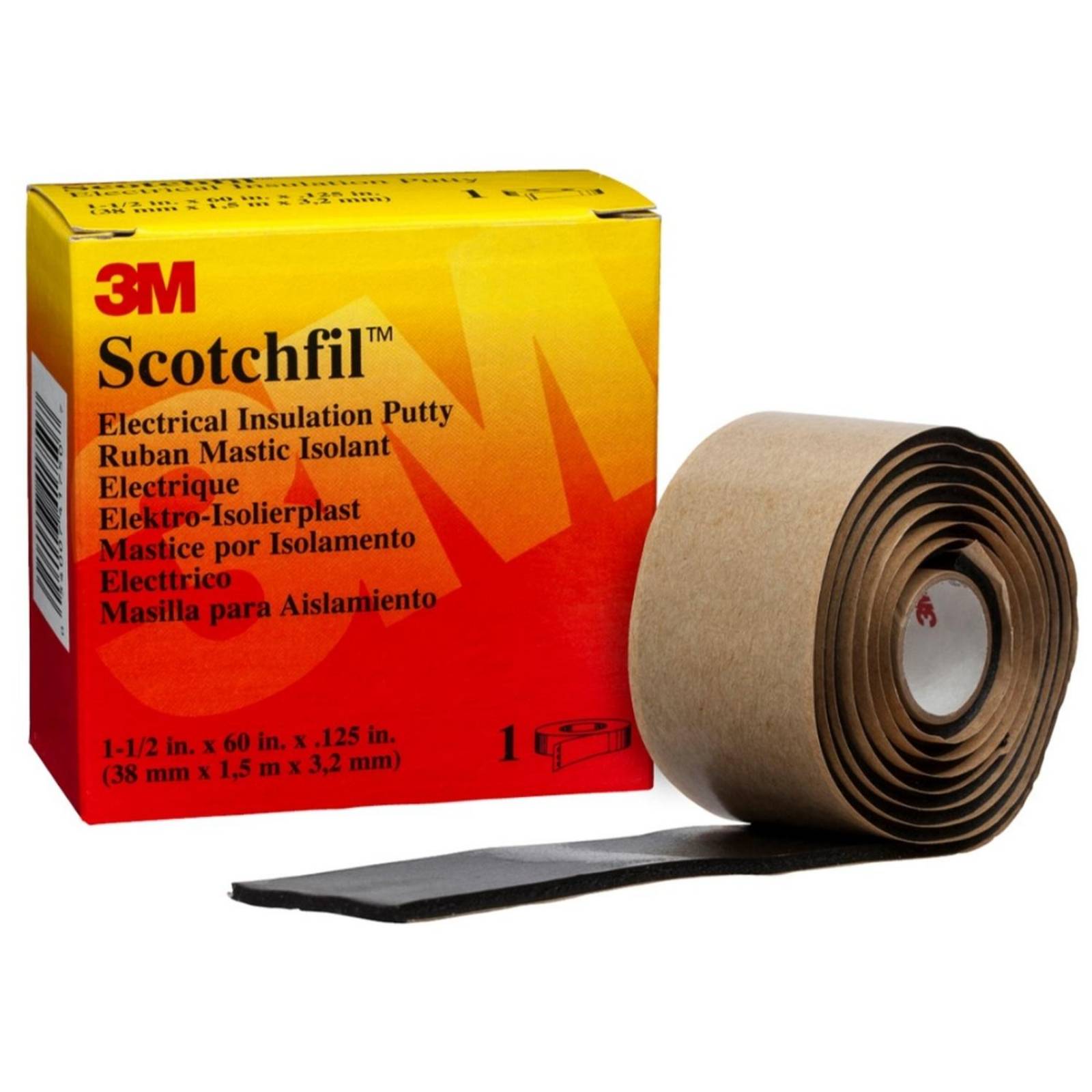 Masilla aislante de hule scotchfil 38 mm x 1.5 m x 3.2 mm negro 3m