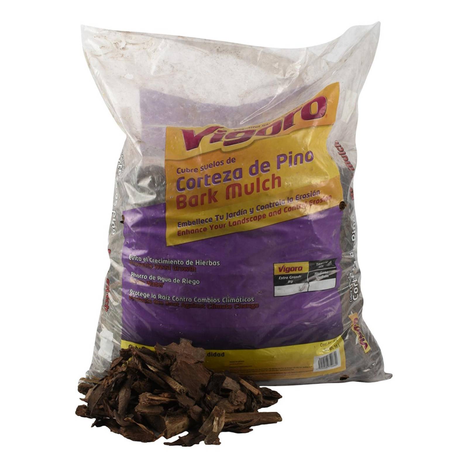 Corteza de pino extra grande de 56 litros café