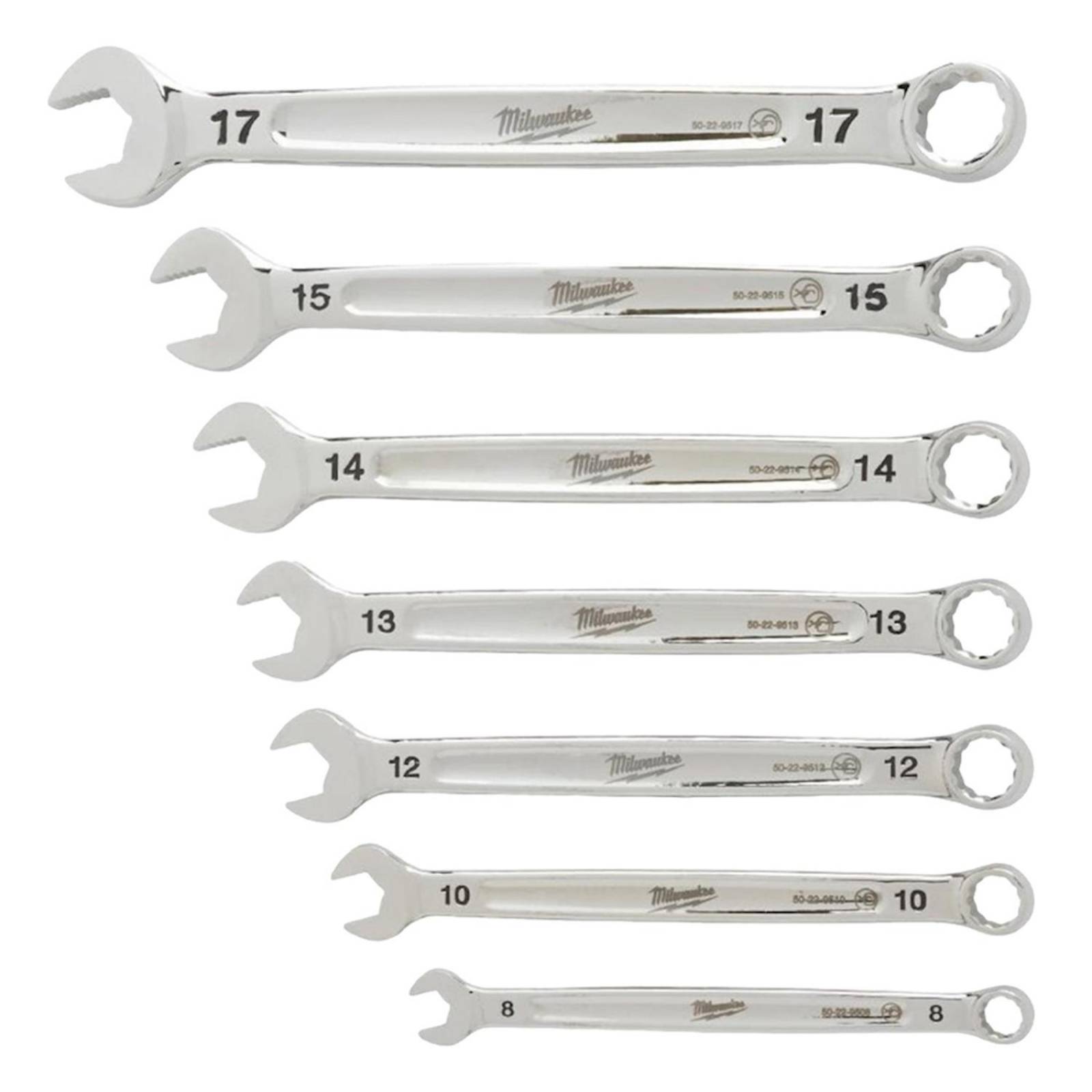 Juego de llaves combinadas para ajustar de acero milwaukee 7 piezas
