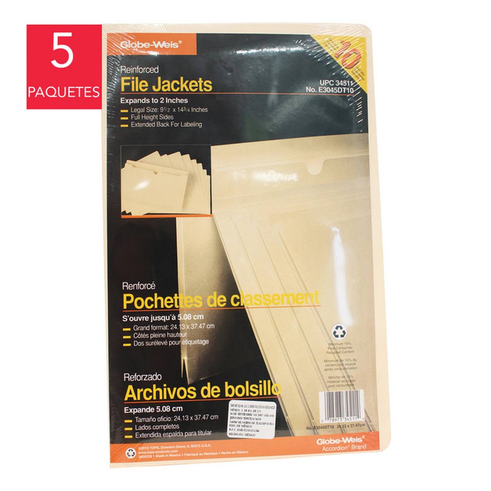 Folder Tipo Bolsa Tamaño Oficio 50 Piezas