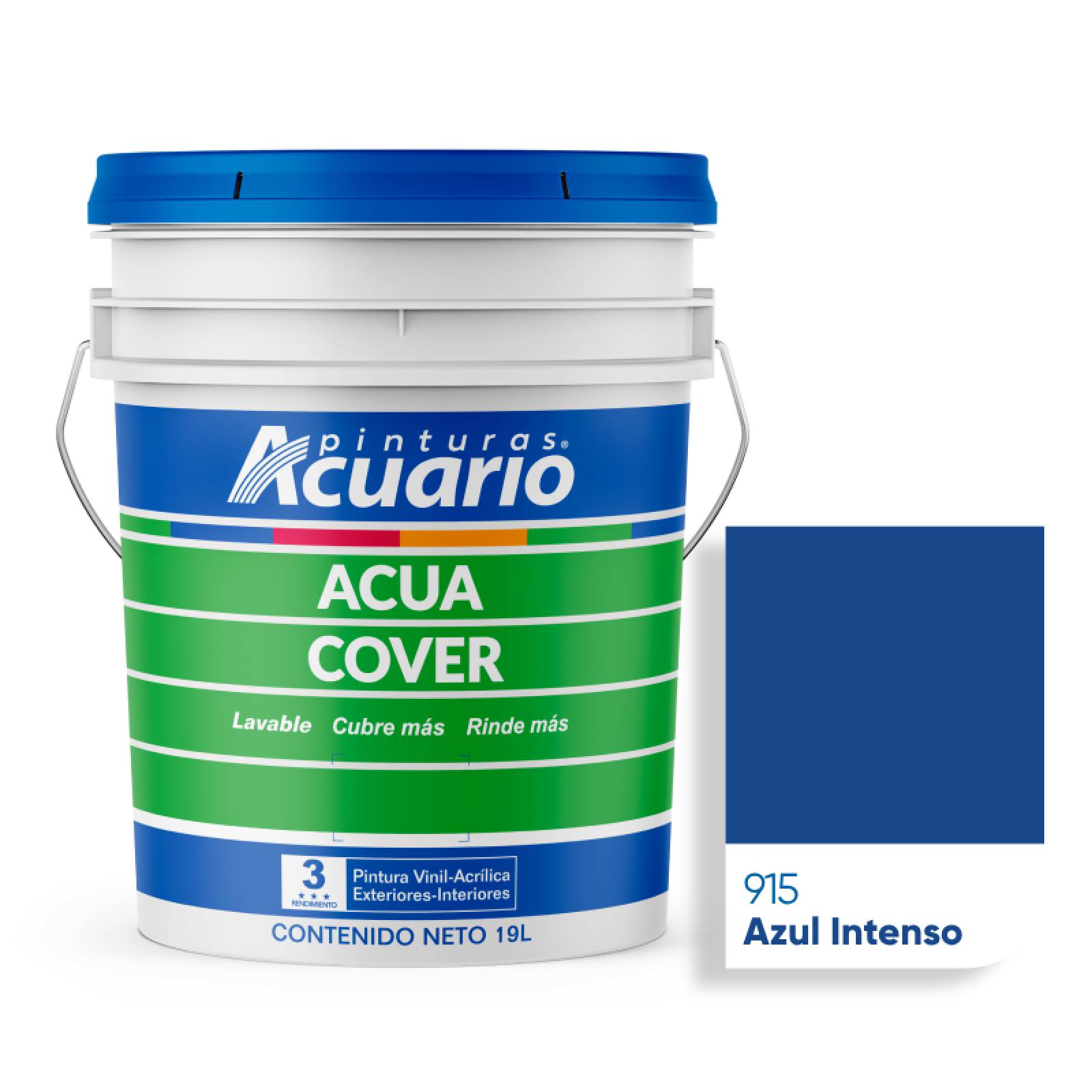 Pintura Vinílica Lavable Acuario Acua Cover 3 Años 19 Litros Azul Intenso