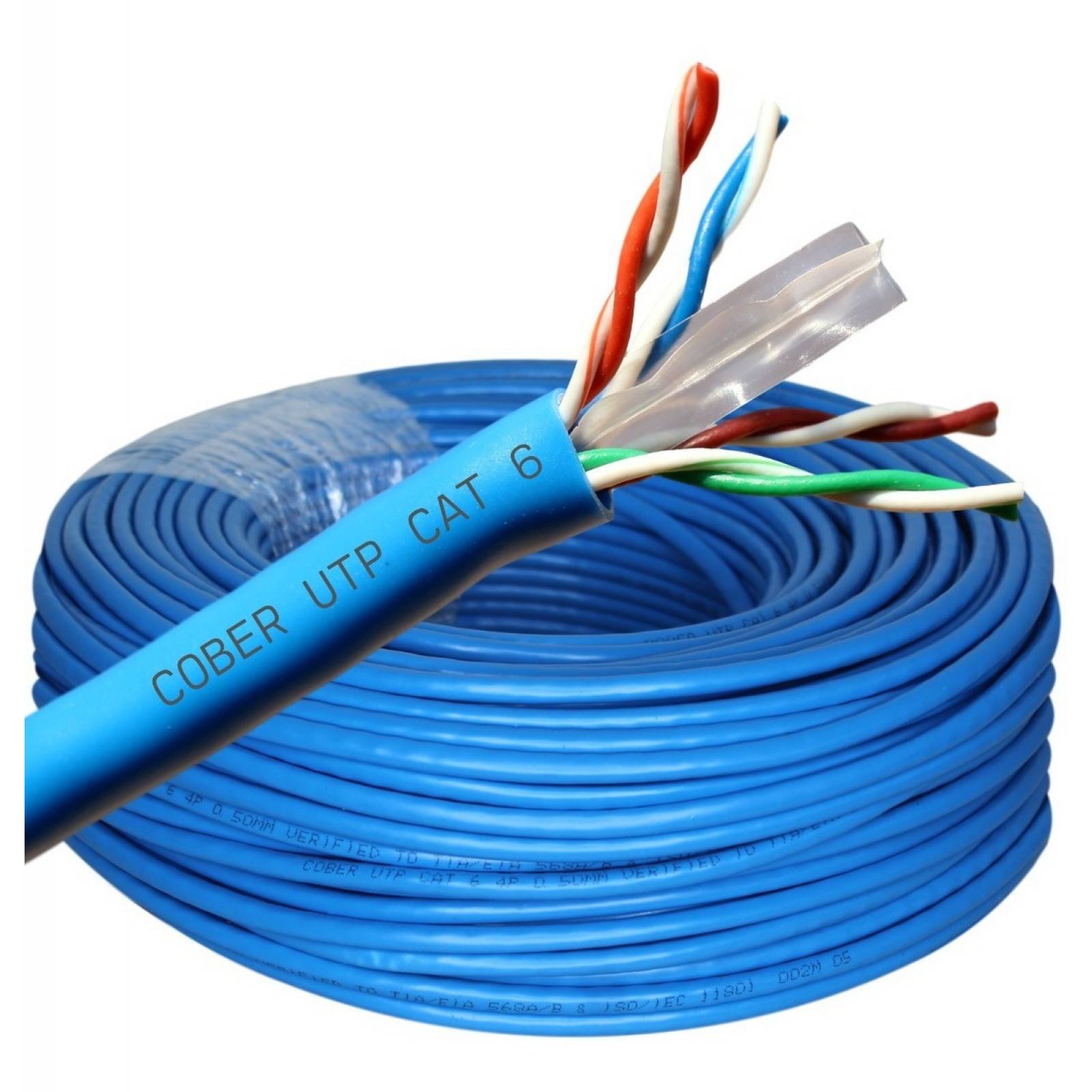 100 Metros Cable Red Cat 6 Utp Rj45 Cat6 Azul Cober