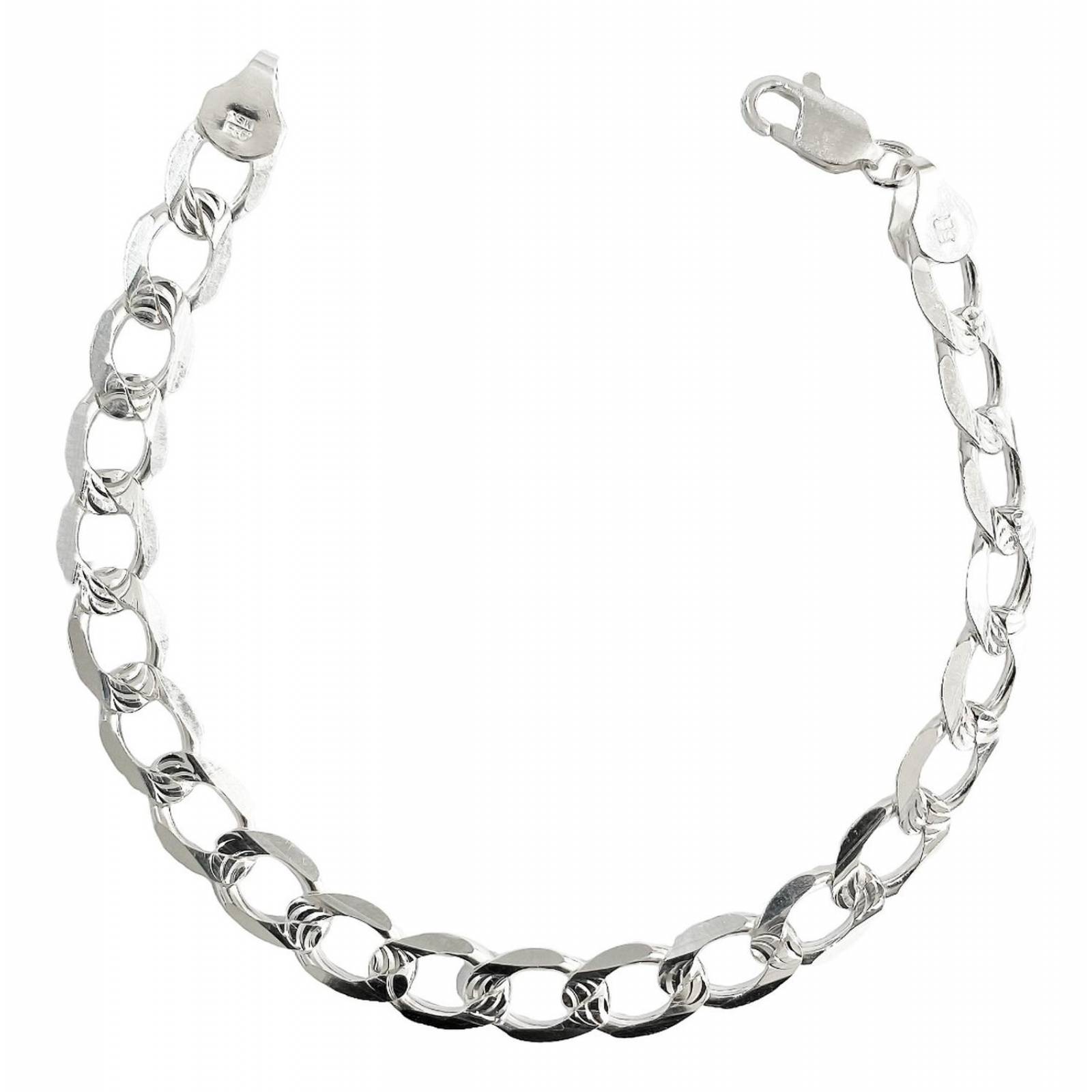 Esclava Hombre Pulsera Cubana Diamantada Plata 925 8 Mm Gris Largo ...