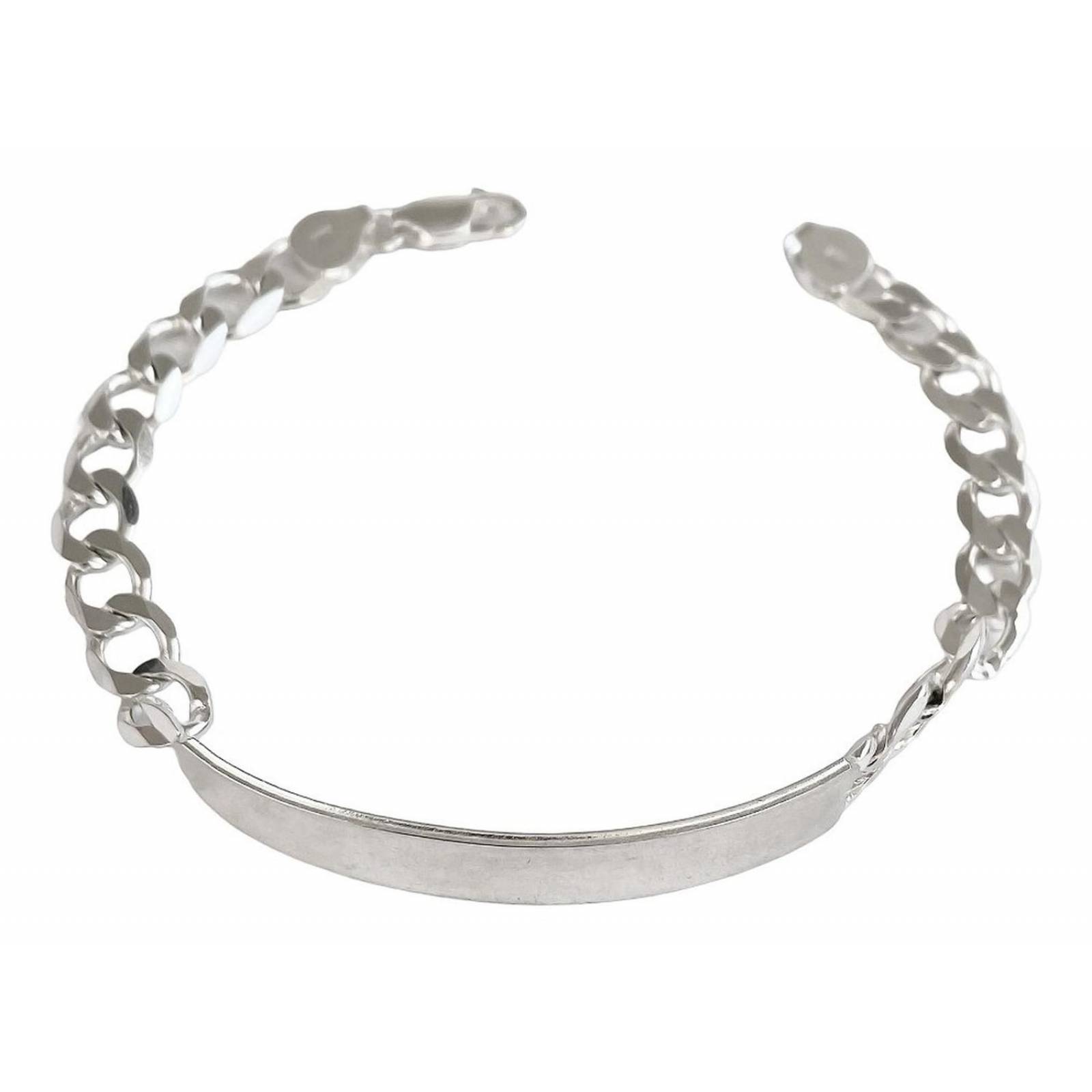 Esclava Hombre Pulsera Cubana Plata 925 Placa Gruesa 9 Mm