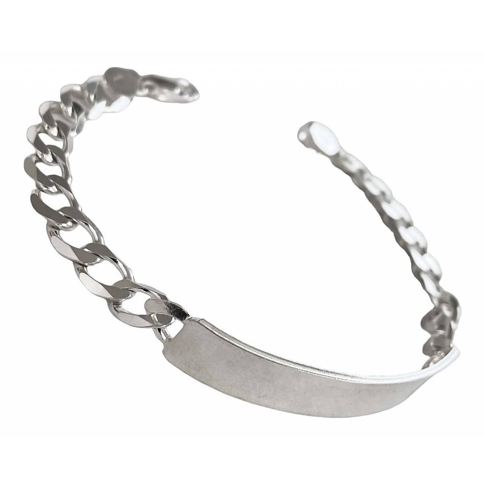 Esclava Hombre Pulsera Cubana Plata 925 Placa Gruesa 9 Mm