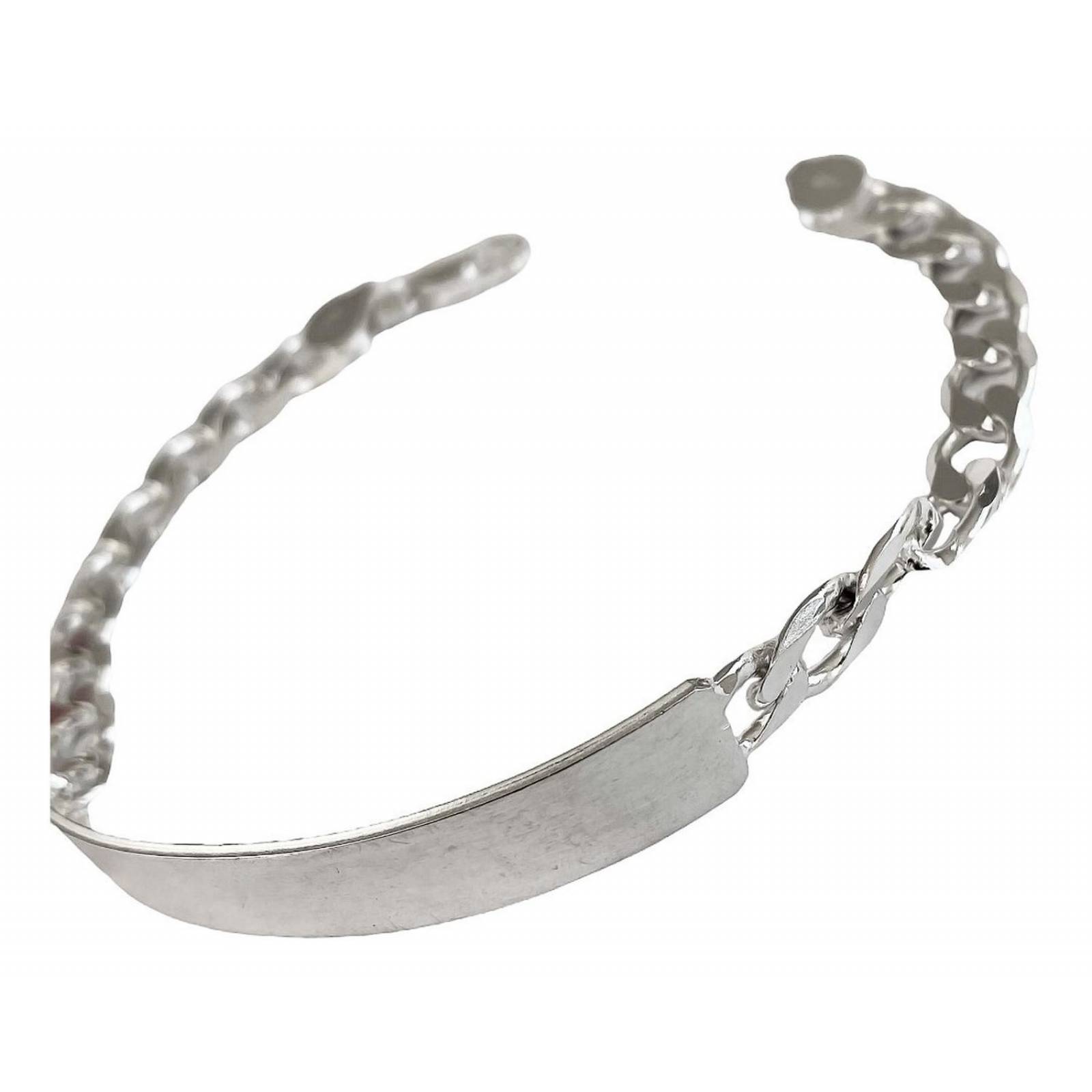 Esclava Hombre Pulsera Cubana Plata 925 Placa Gruesa 9 Mm