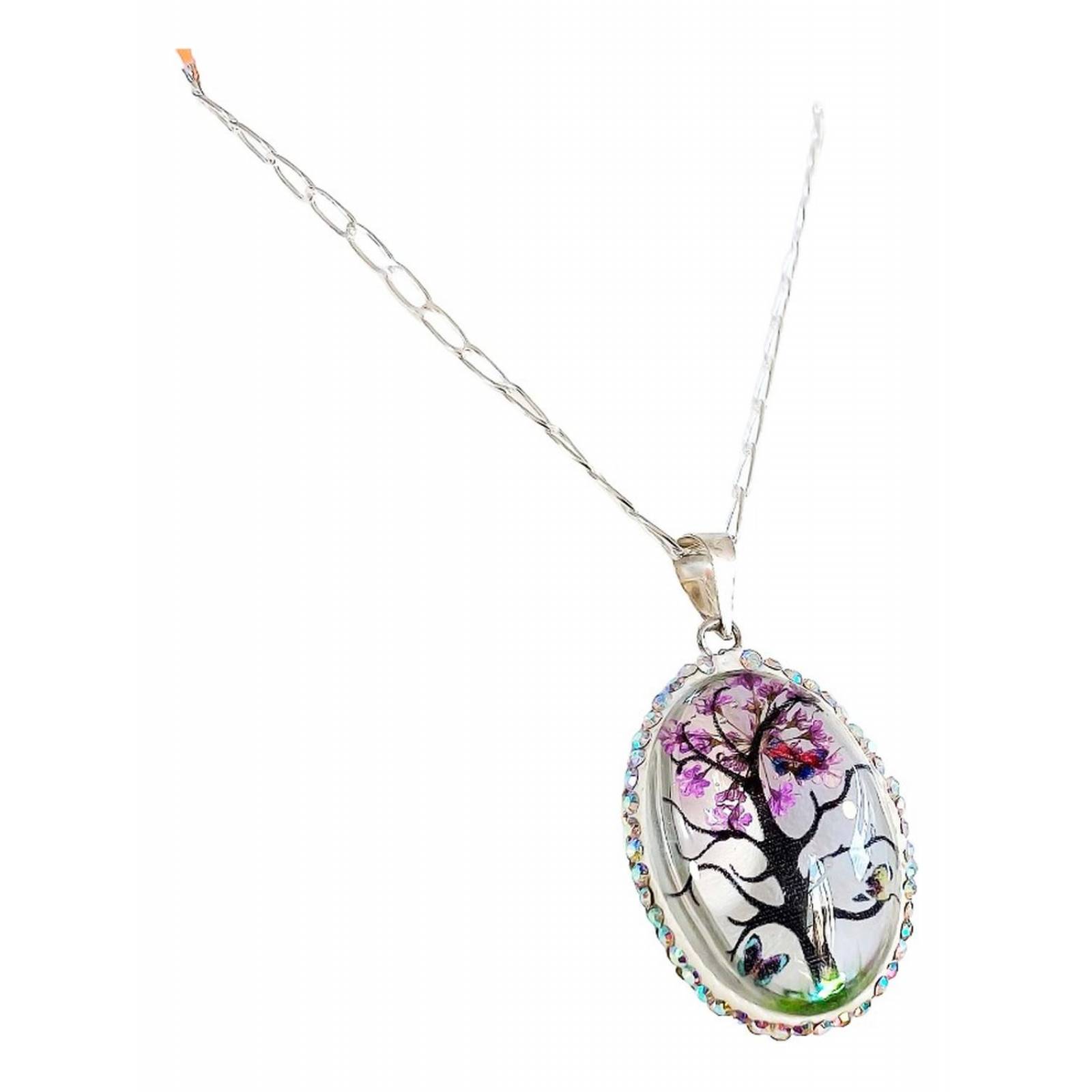Juego Kit Arbol De La Vida Natural Encapsulado Plata 925 Ovalo morado ...