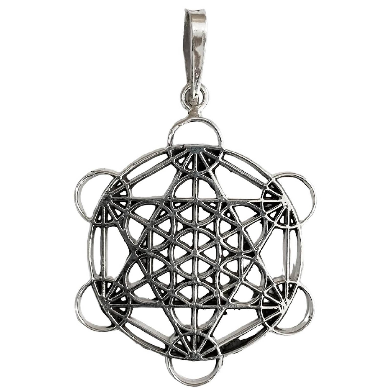 Dije Medalla Grande De Metatron En Plata Solida Ley 925 4.8 cm x 3.1 cm Plateado Alto / Ancho 4. ...