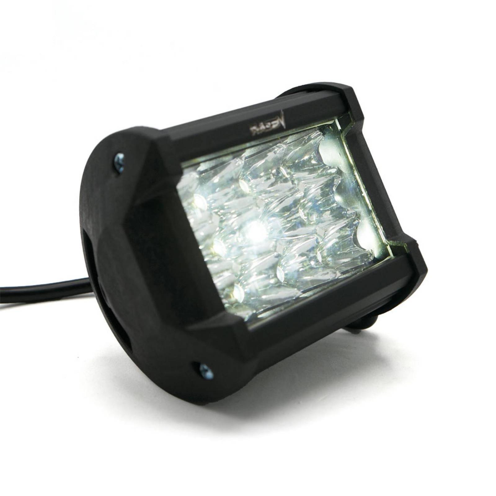 Faro Para Moto Rasen Cuadrado 12 Led Luz Blanca 3 Celdas Con Luz Alta, Baja Y Estrobo
