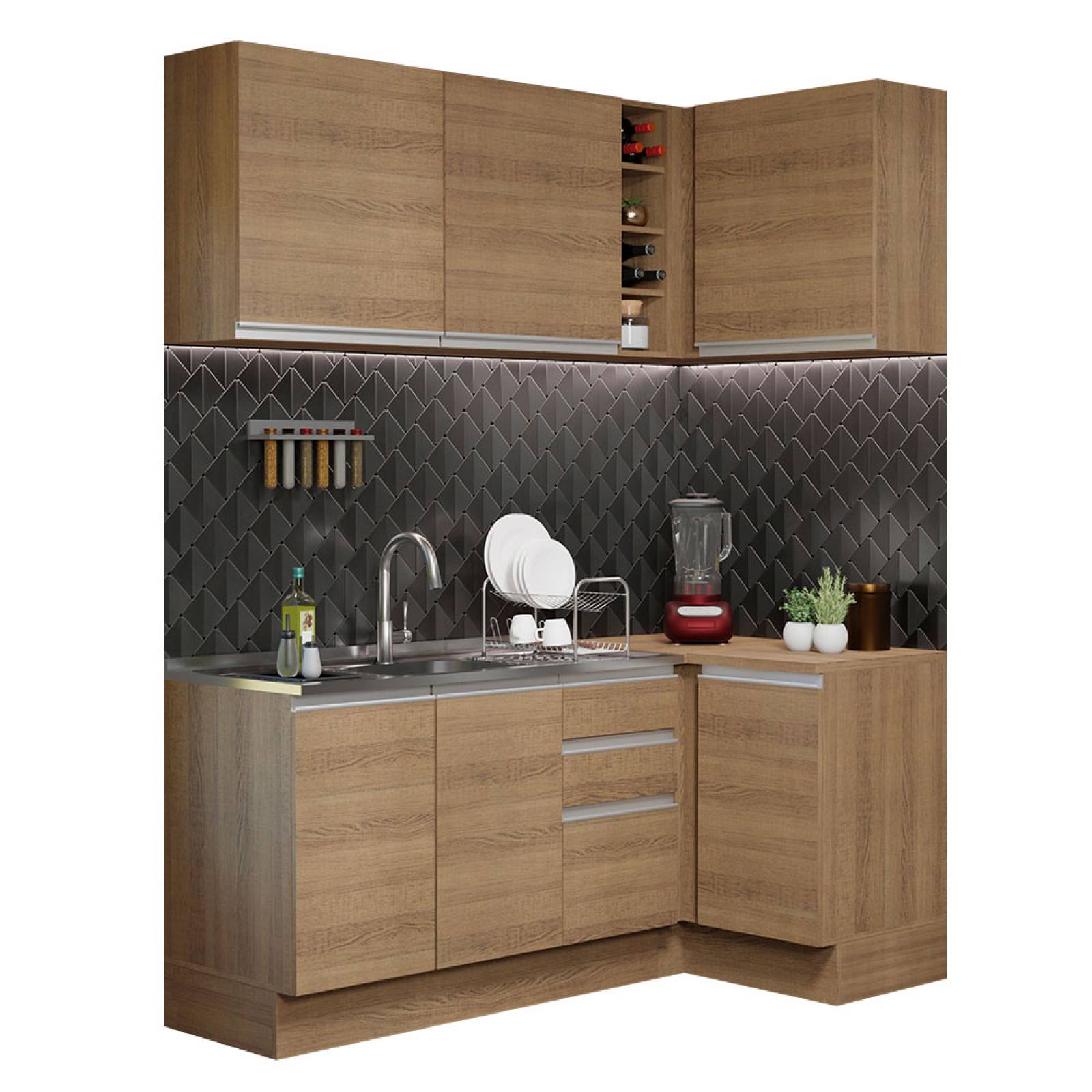 Cocina Integral Esquinera 269cm Glamy Madesa 01.