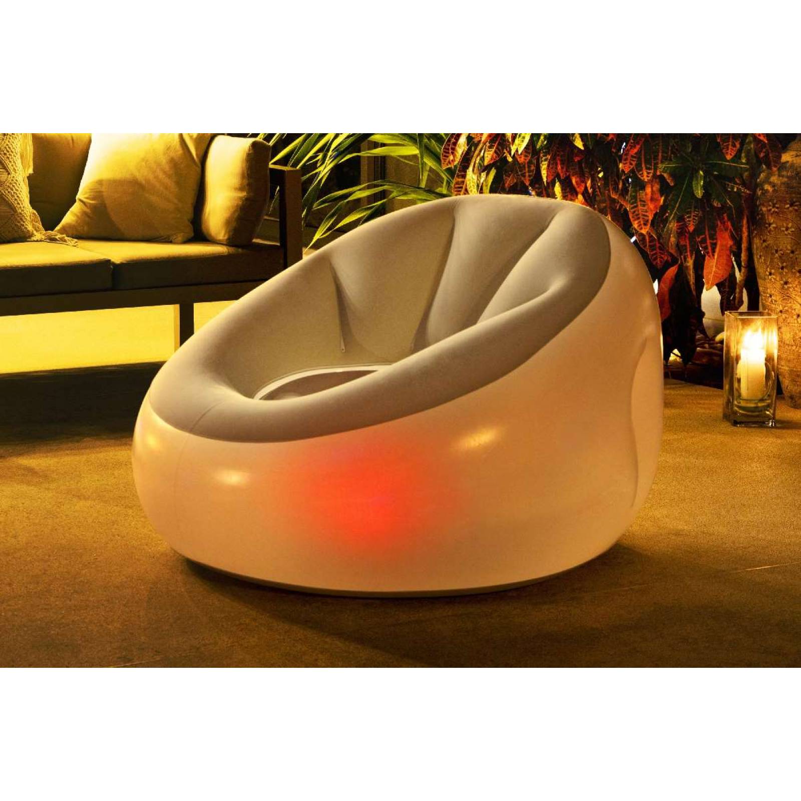 Sillon inflable individual 1 modelo color coral luz led 1.02m x 97cm x ...