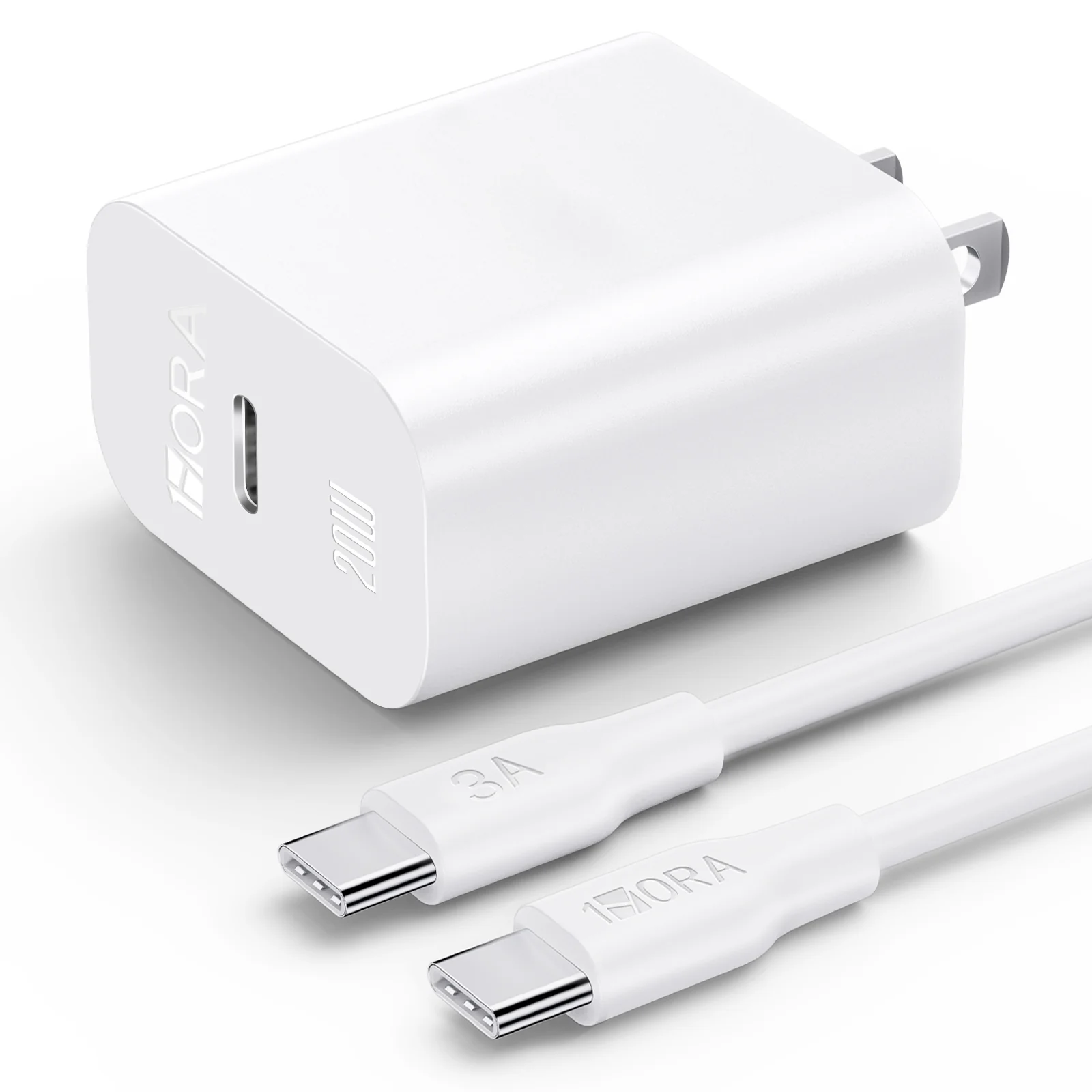 Combo Cargador USB C + Cable Tipo C a C Carga Rapida 20W 3A