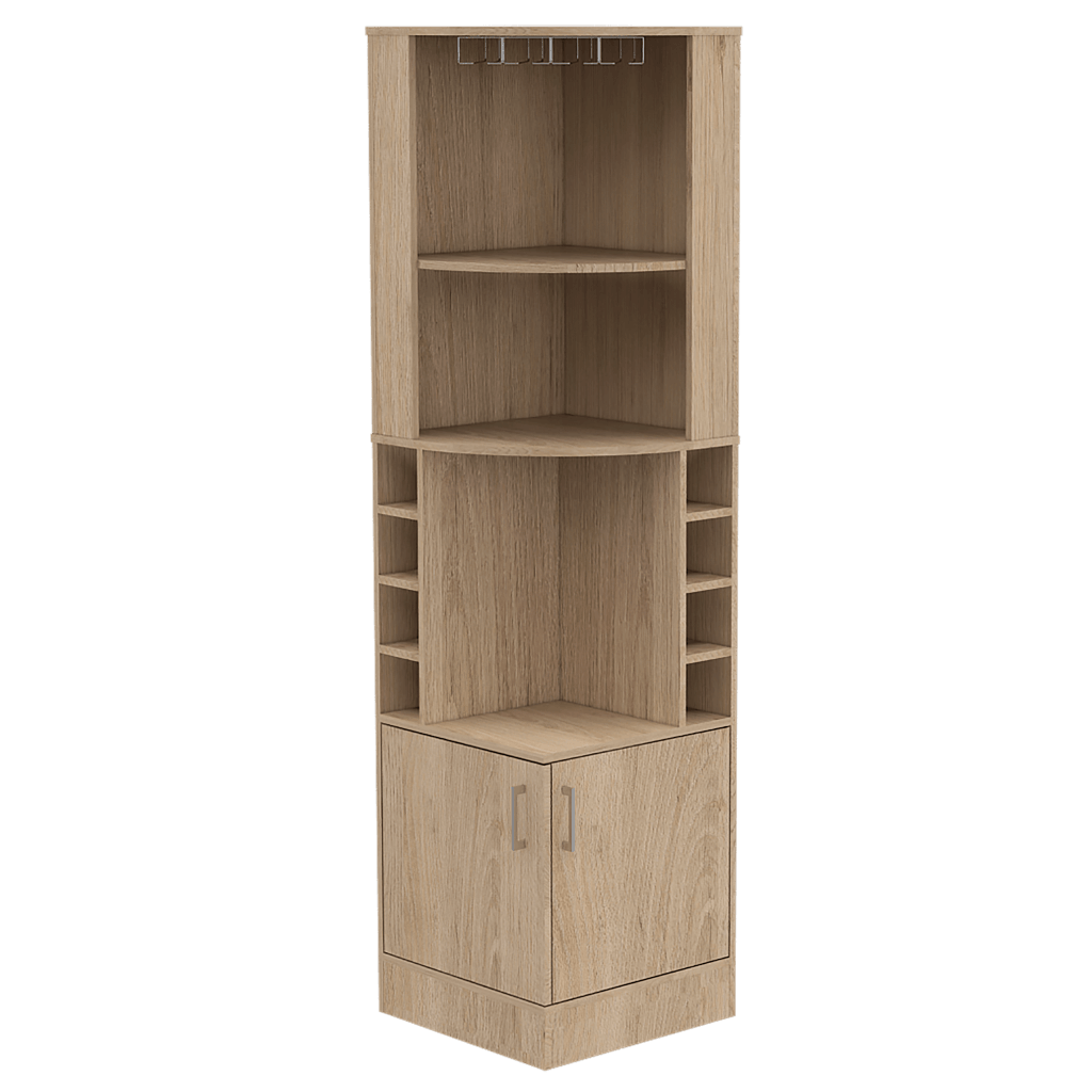 Bar Esquinero Celeste, con Espacio Porta Copas, Color Beige